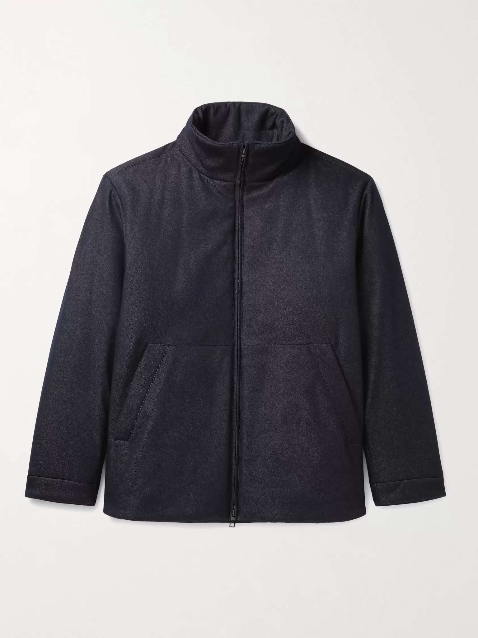 Loro Piana Storm System Virgin Wool-Blend Denim Bomber Jacket | REVERSIBLE