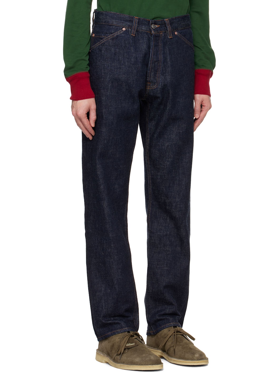 Drake's Indigo Selvedge Denim Five-Pocket Jeans | REVERSIBLE