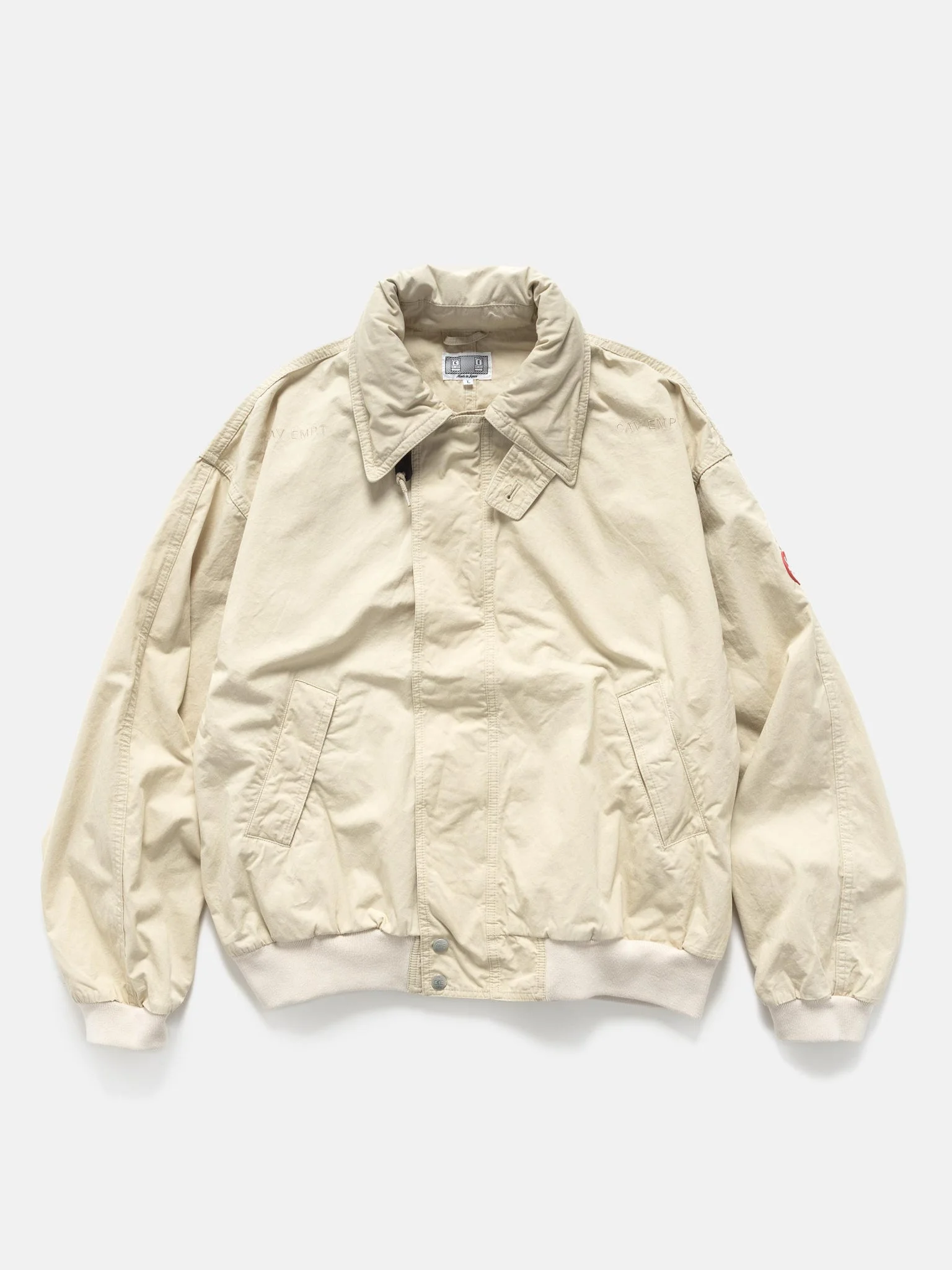 Cav Empt Washed Cotton Light Zip Jacket Beige | REVERSIBLE