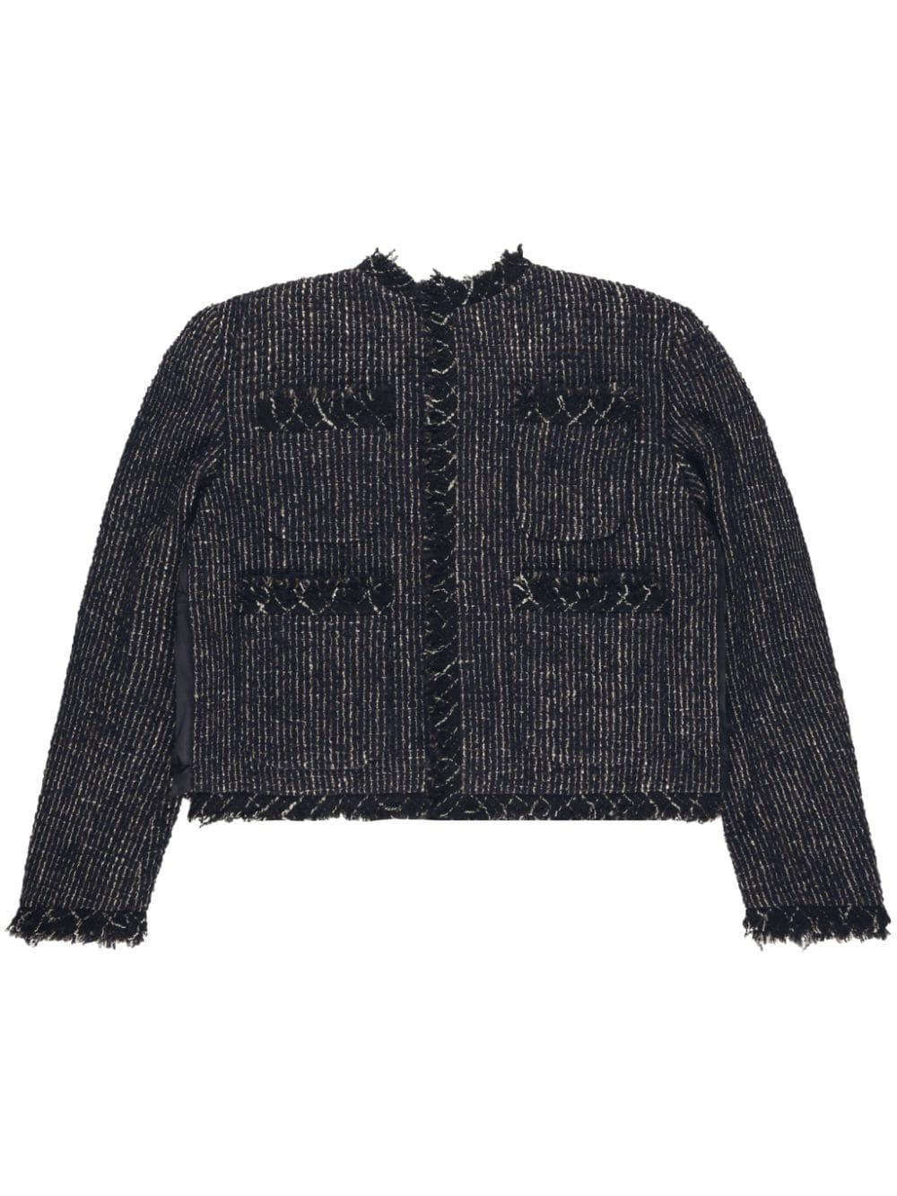 sacai frayed-edge tweed jacket | REVERSIBLE