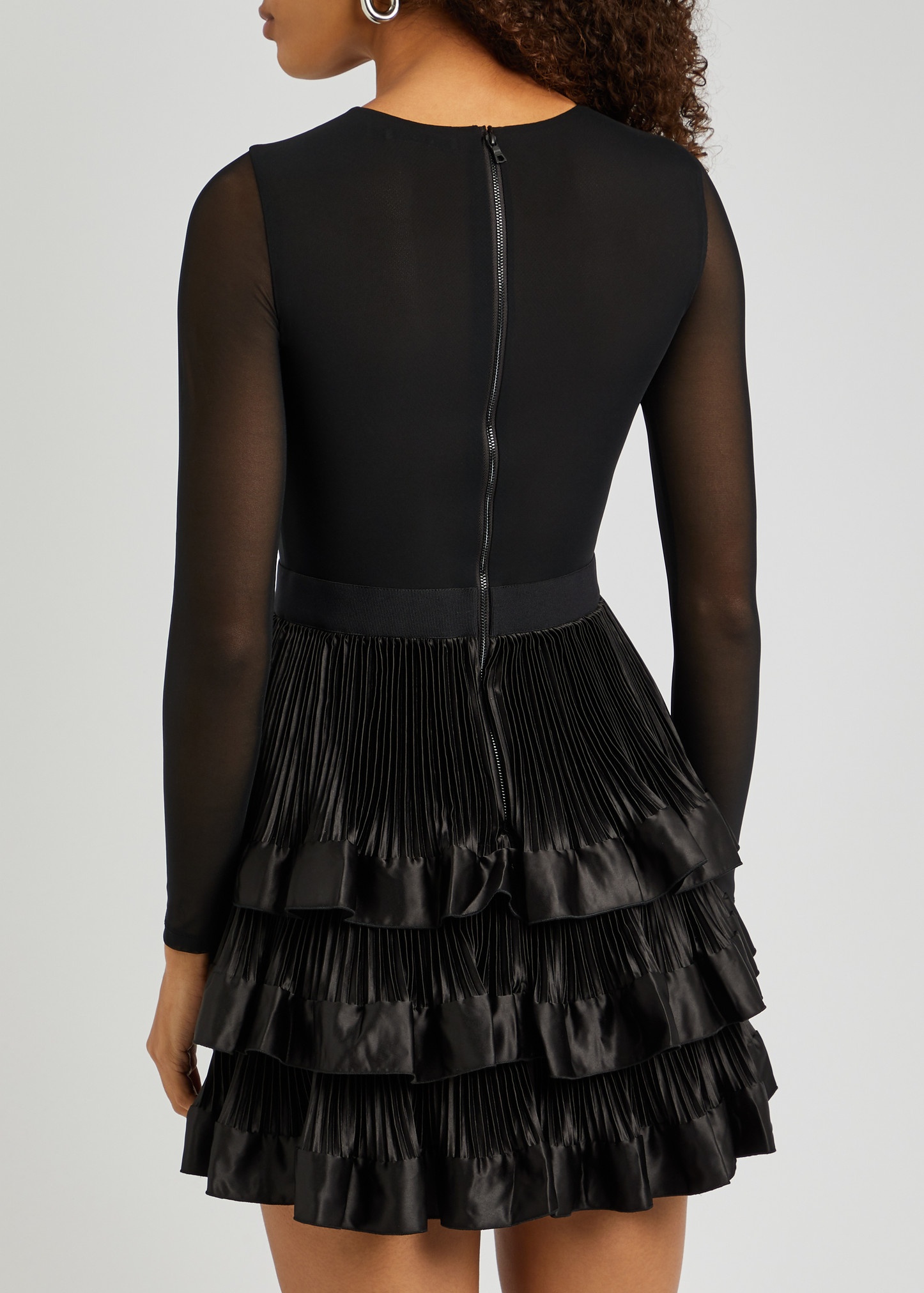 Alice + Olivia Chara mesh and ruffled satin mini dress | REVERSIBLE