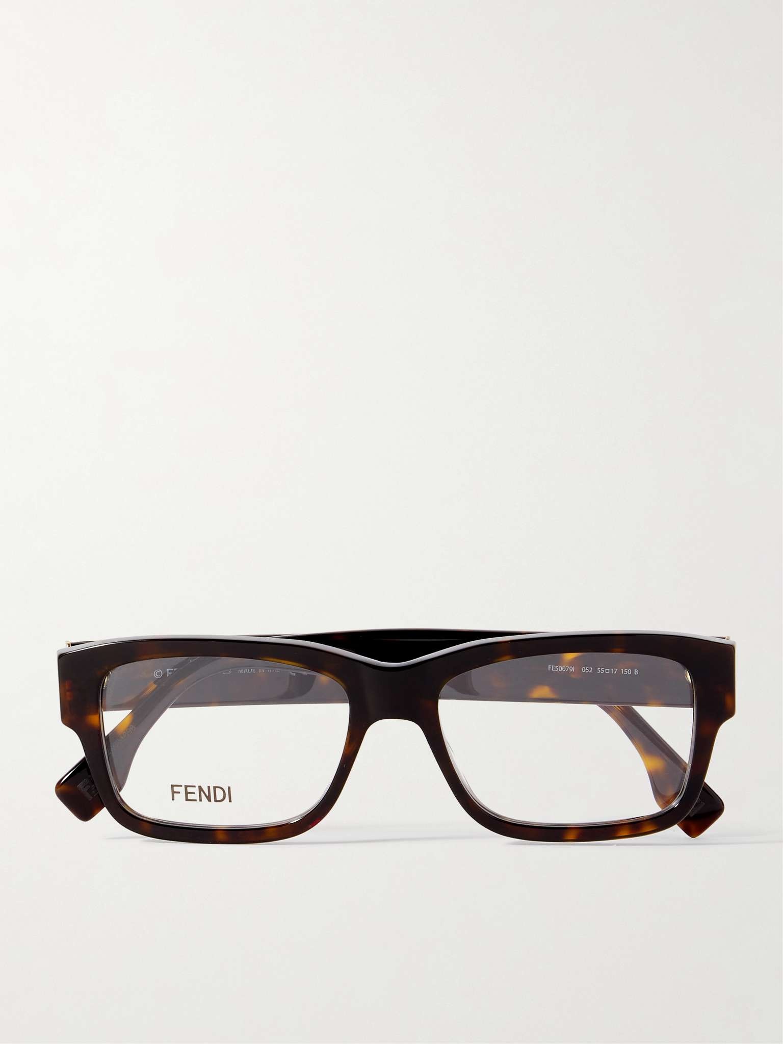 FENDI Signature Rectangular-Frame Tortoishell Acetate Optical Glasses ...