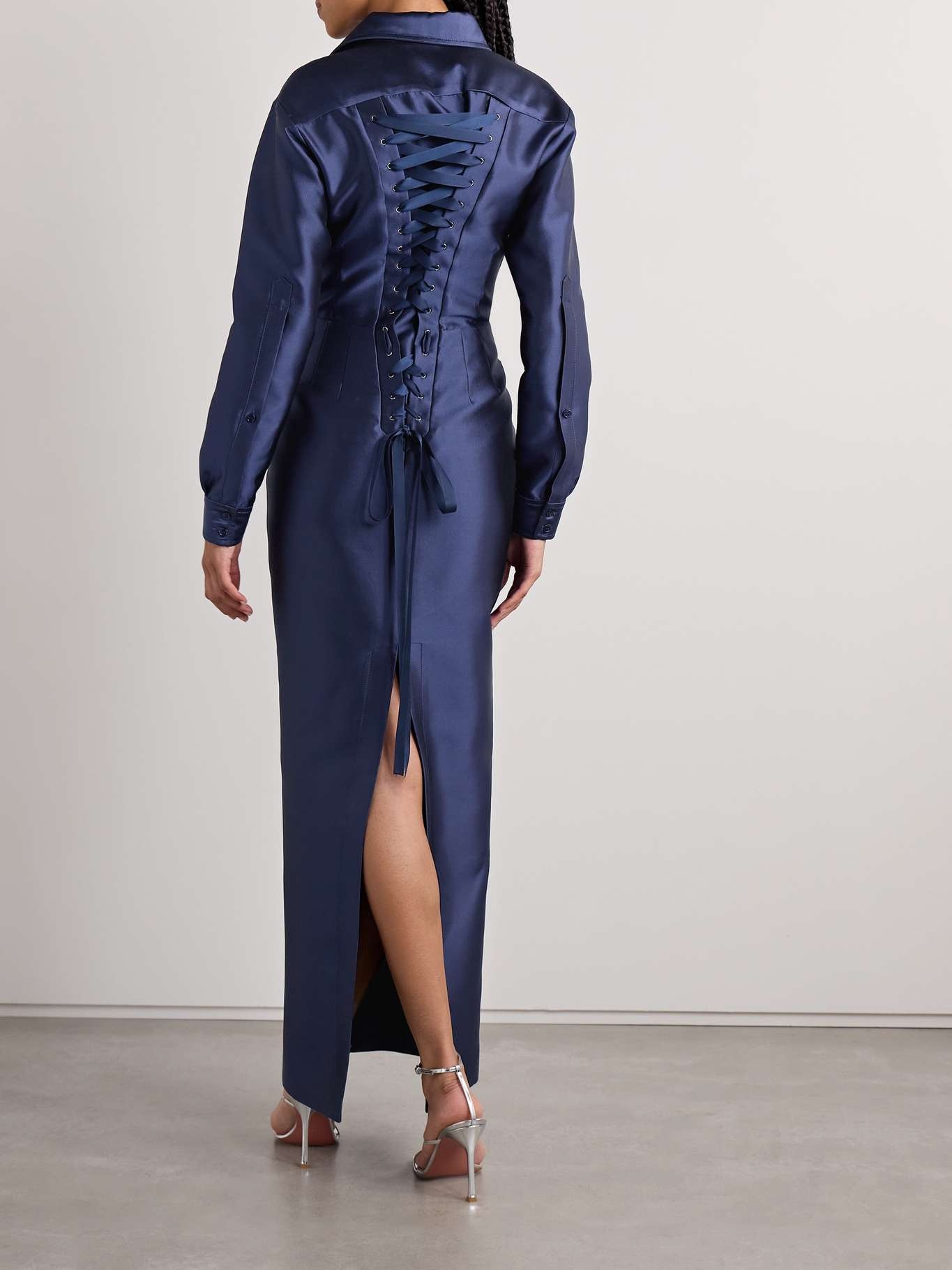 CHRISTOPHER JOHN ROGERS Sailor silk and wool-blend duchesse-satin maxi ...