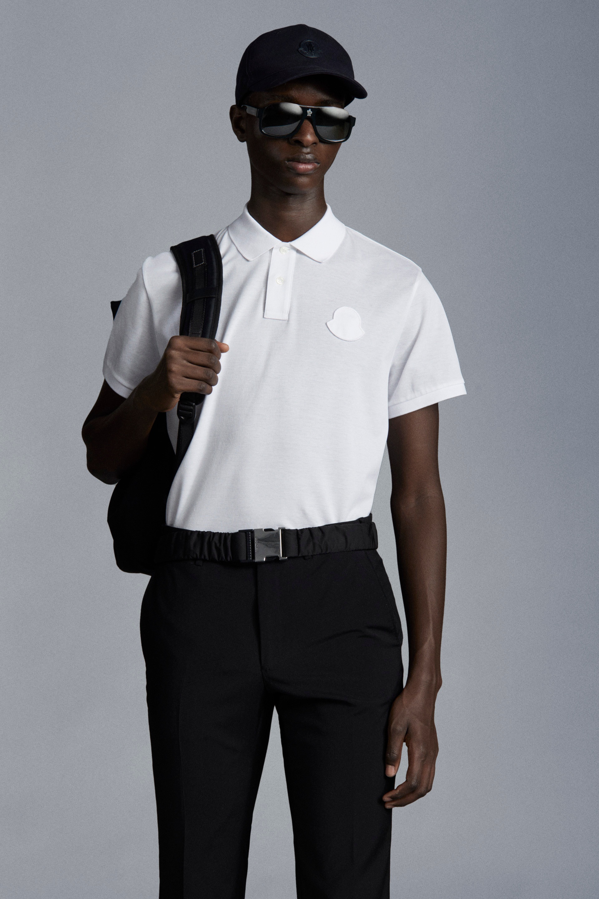 Moncler Logo Outline Embroidered Polo Shirt | REVERSIBLE