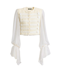 Balmain Cropped tweed and muslin jacket - HF1HR140MI41GDI | REVERSIBLE