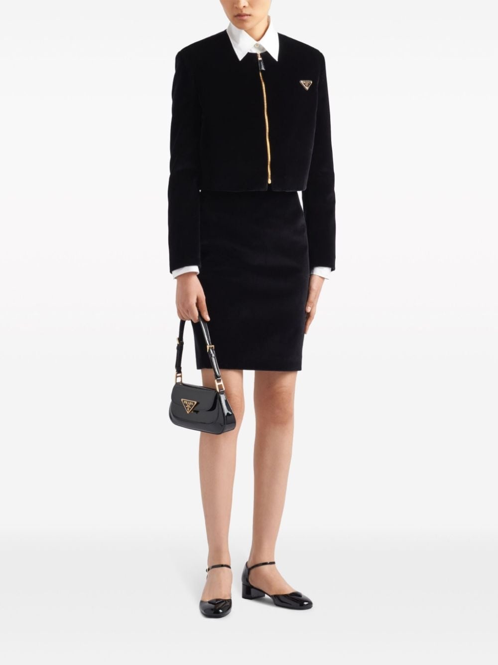 Prada enamel triangle-logo cotton skirt | REVERSIBLE