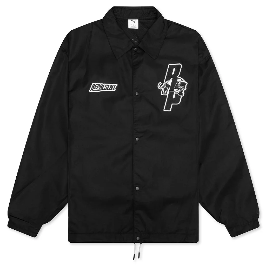 PUMA PUMA X REPRESENT COACHES JACKET - PUMA BLACK | REVERSIBLE