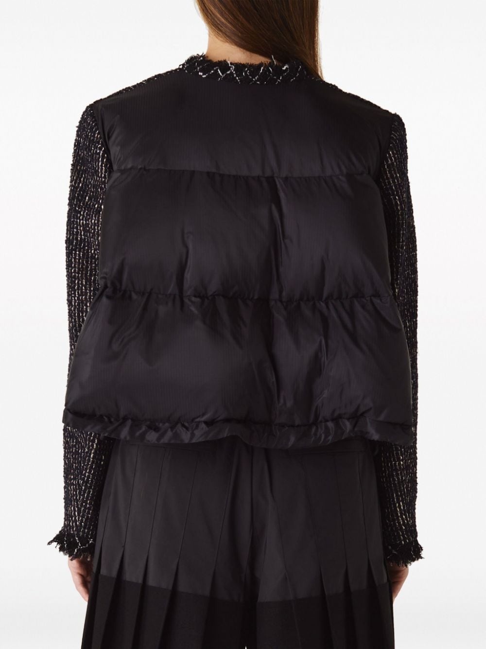 sacai frayed-edge tweed jacket | REVERSIBLE