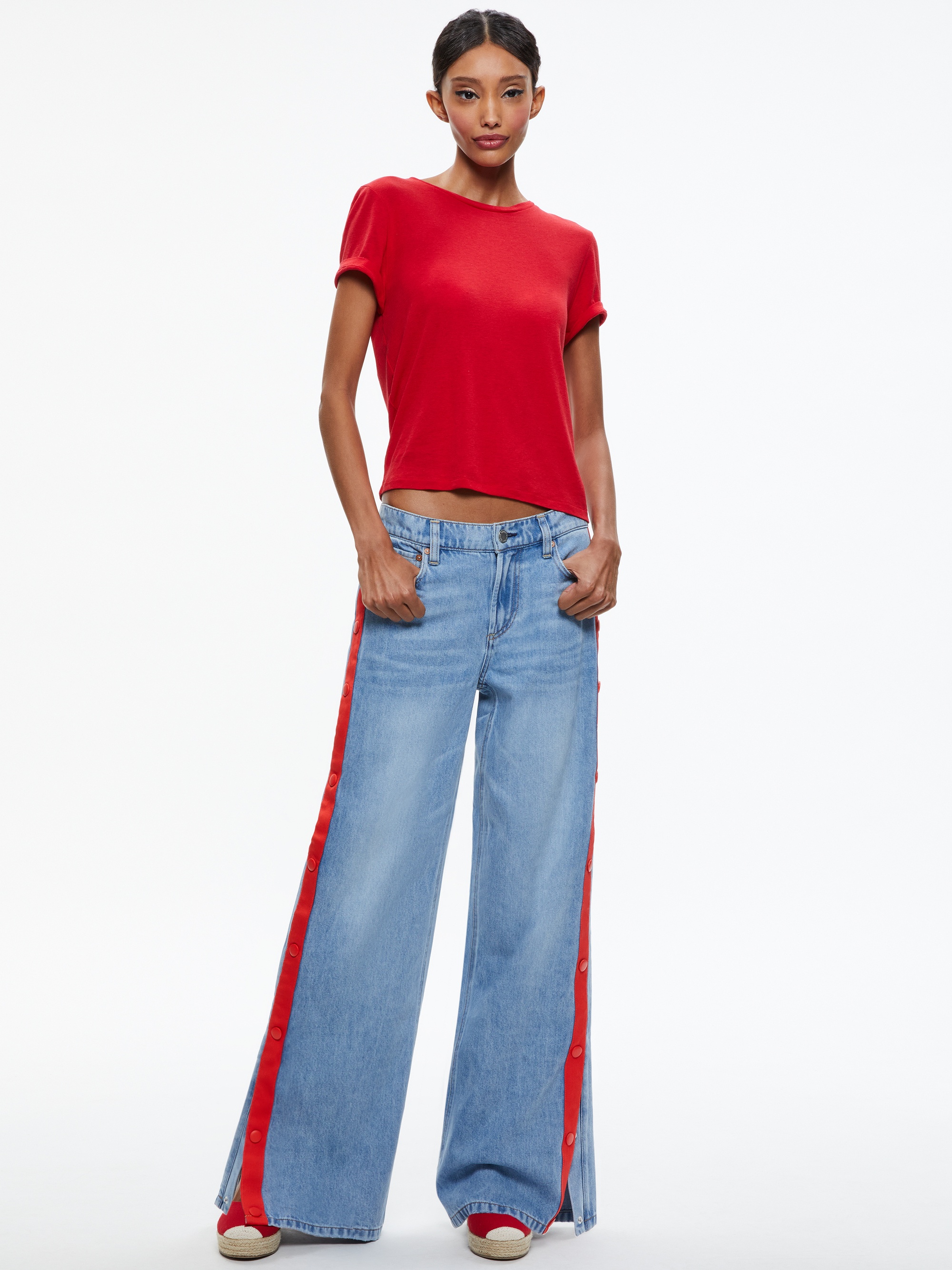Alice + Olivia ROLA WIDE LEG SNAP SIDE JEAN | REVERSIBLE