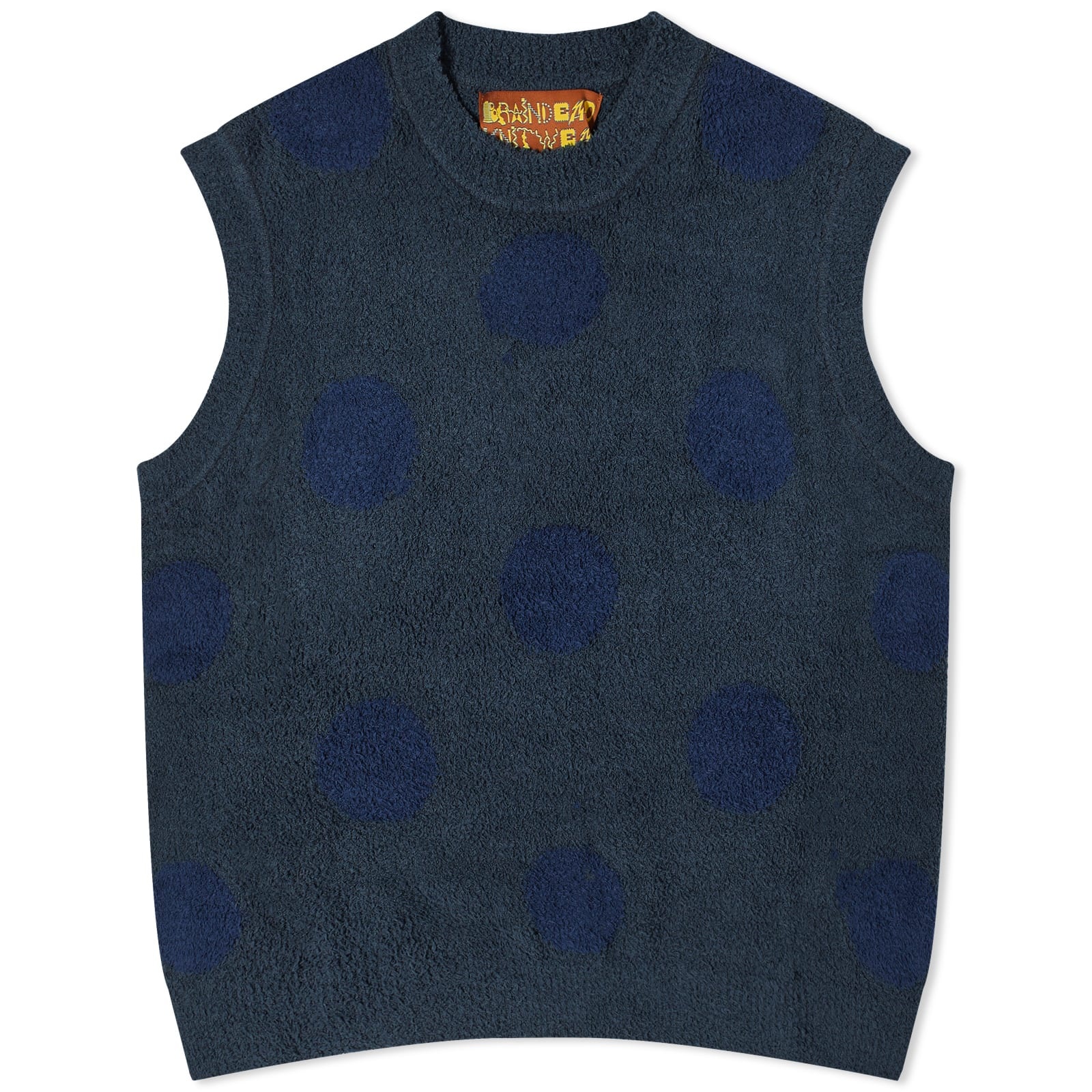BRAIN DEAD Brain Dead Teddy Fur Dot Crew Knit Vest | REVERSIBLE