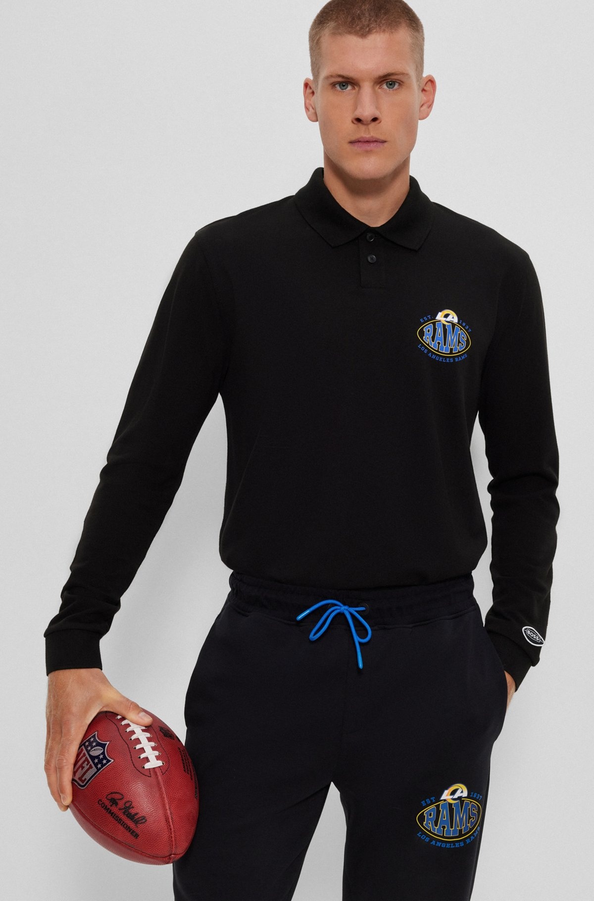BOSS BOSS X NFL LONG-SLEEVED POLO SHIRT WITH COLLABORATIVE BRANDING ...