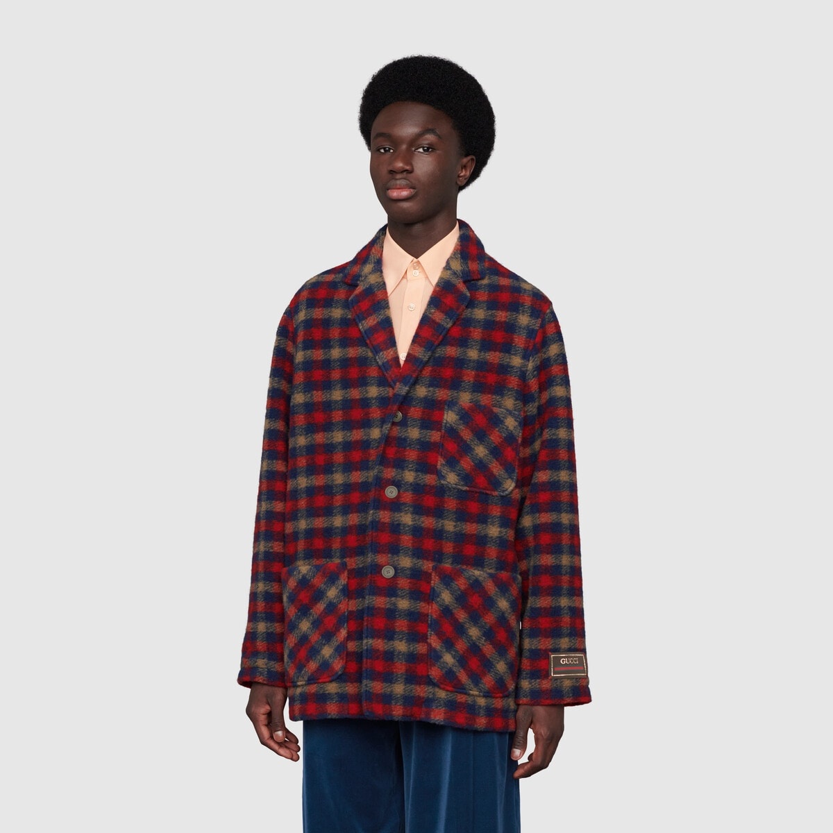 GUCCI Check wool jacket with Gucci label | REVERSIBLE