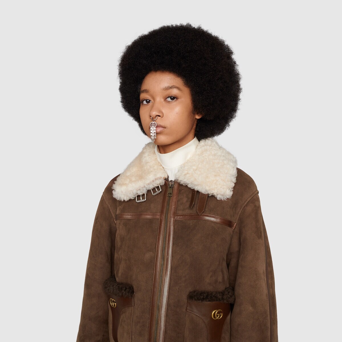 GUCCI Leather jacket with shearling | REVERSIBLE