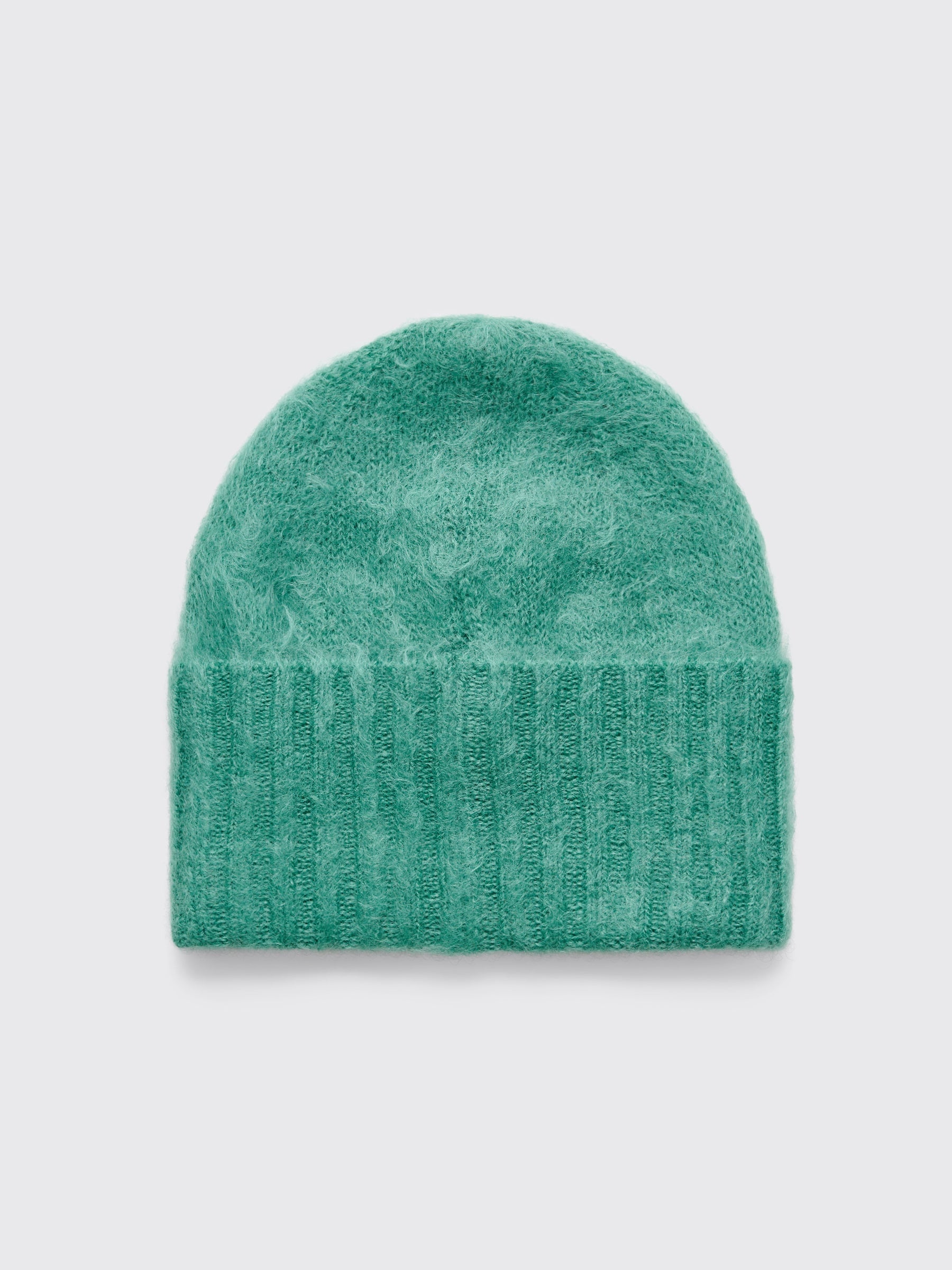 AURALEE AURALEE BRUSHED SUPER KID MOHAIR KNIT CAP JADE GREEN | REVERSIBLE