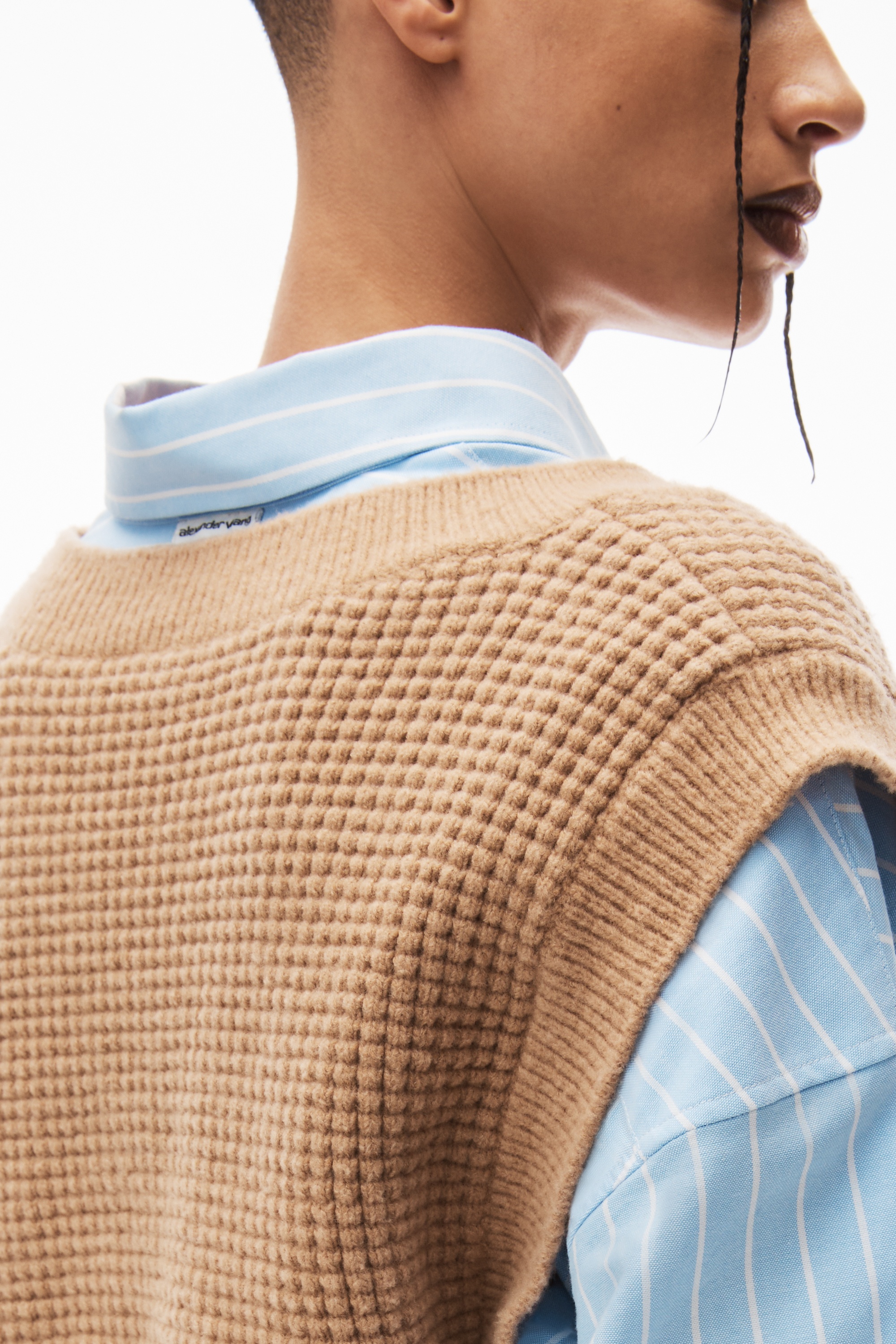 Alexander Wang bi-layer waffle tank vest in boiled wool | REVERSIBLE