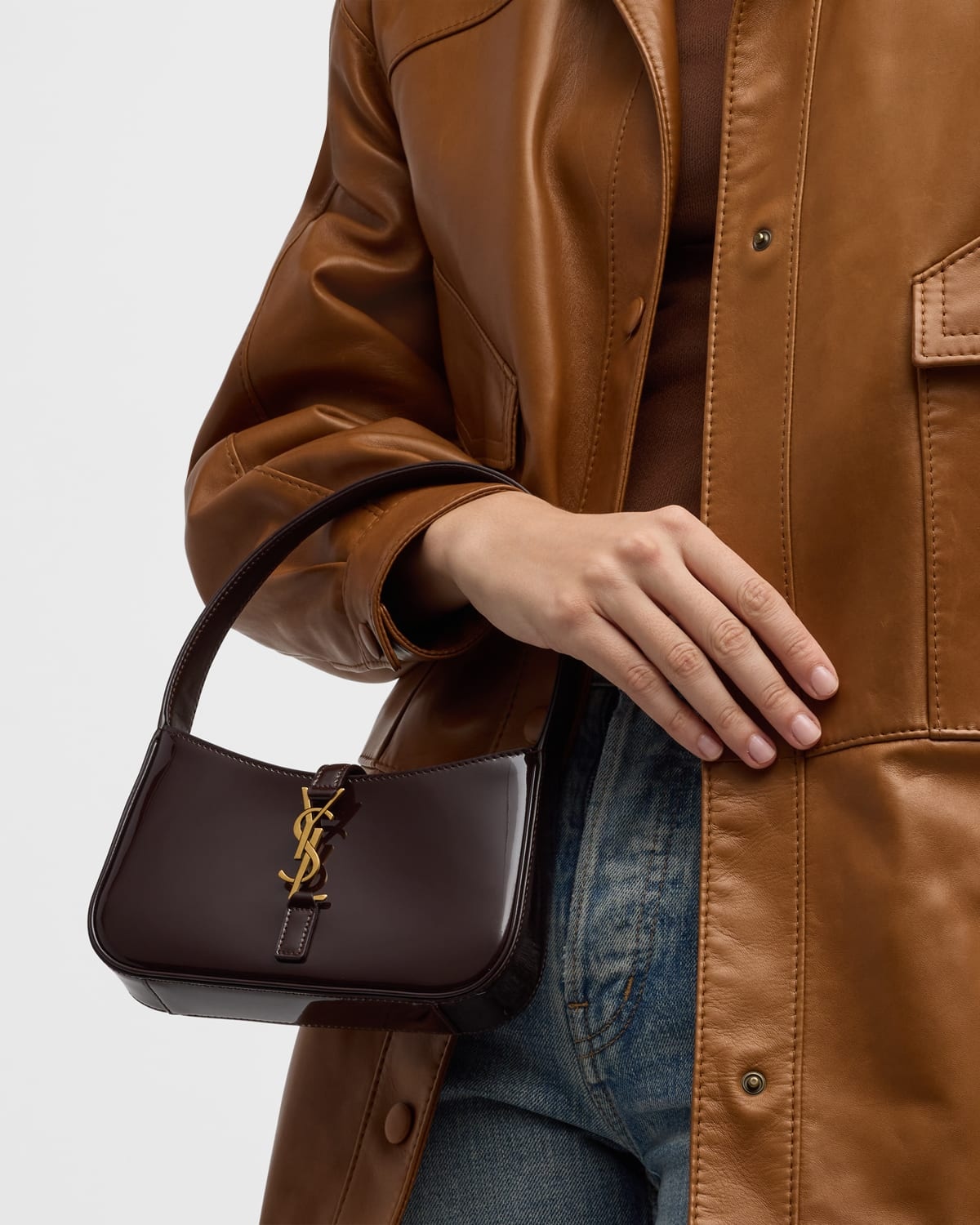 SAINT LAURENT Le 5 A 7 Mini YSL Shoulder Bag in Patent Leather | REVERSIBLE