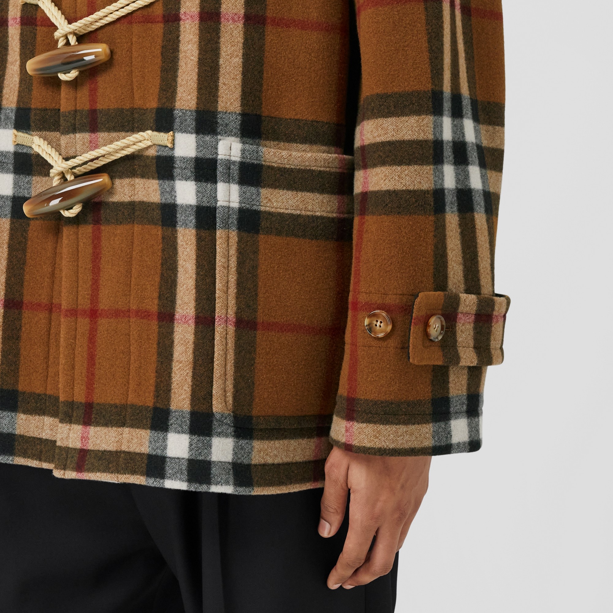 Burberry Check Technical Wool Oversized Duffle Coat | REVERSIBLE