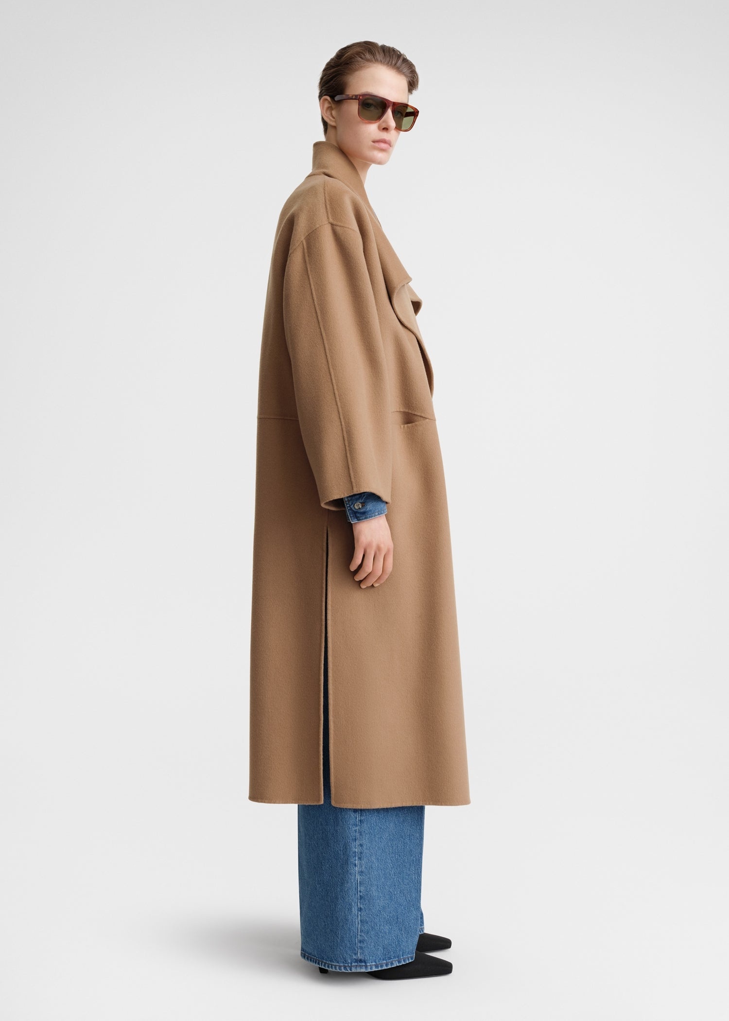 Totême Signature wool cashmere coat camel | REVERSIBLE