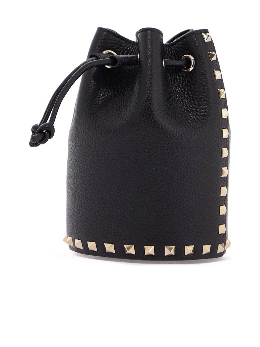 Valentino Mini Drawstring Leather Bag With Pyramid Studs | REVERSIBLE