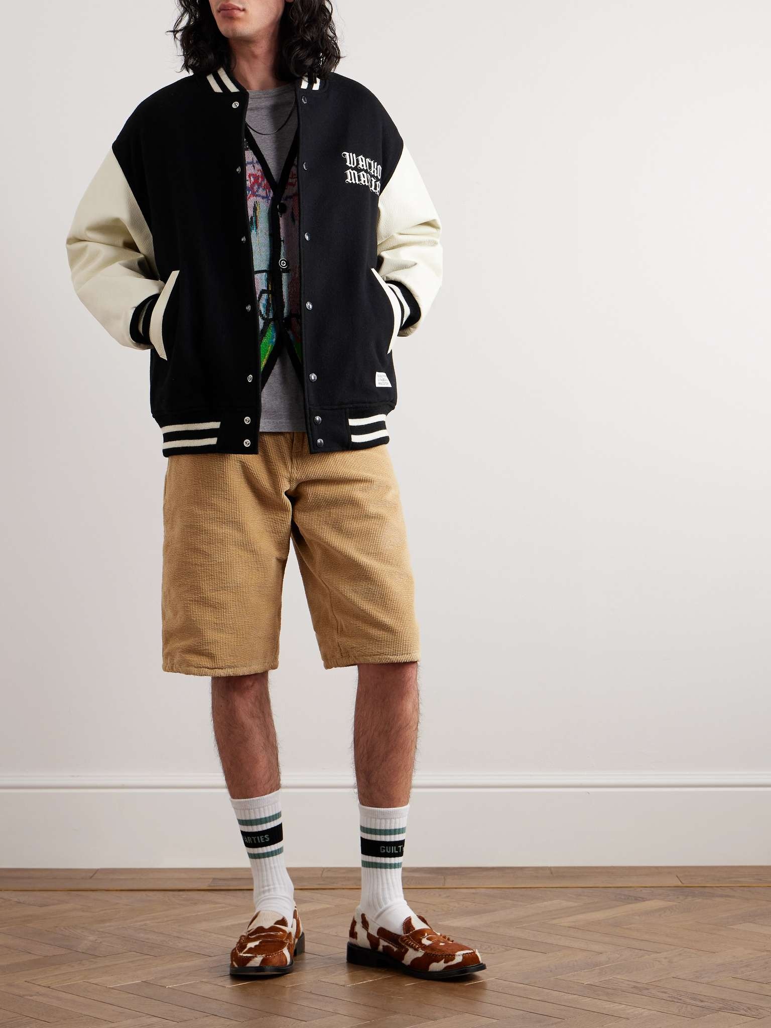 WACKO MARIA Logo-Embroidered Wool-Blend Felt and Leather WACKO MARIA Logo-Embroidered Wool-Blend Felt and Leather