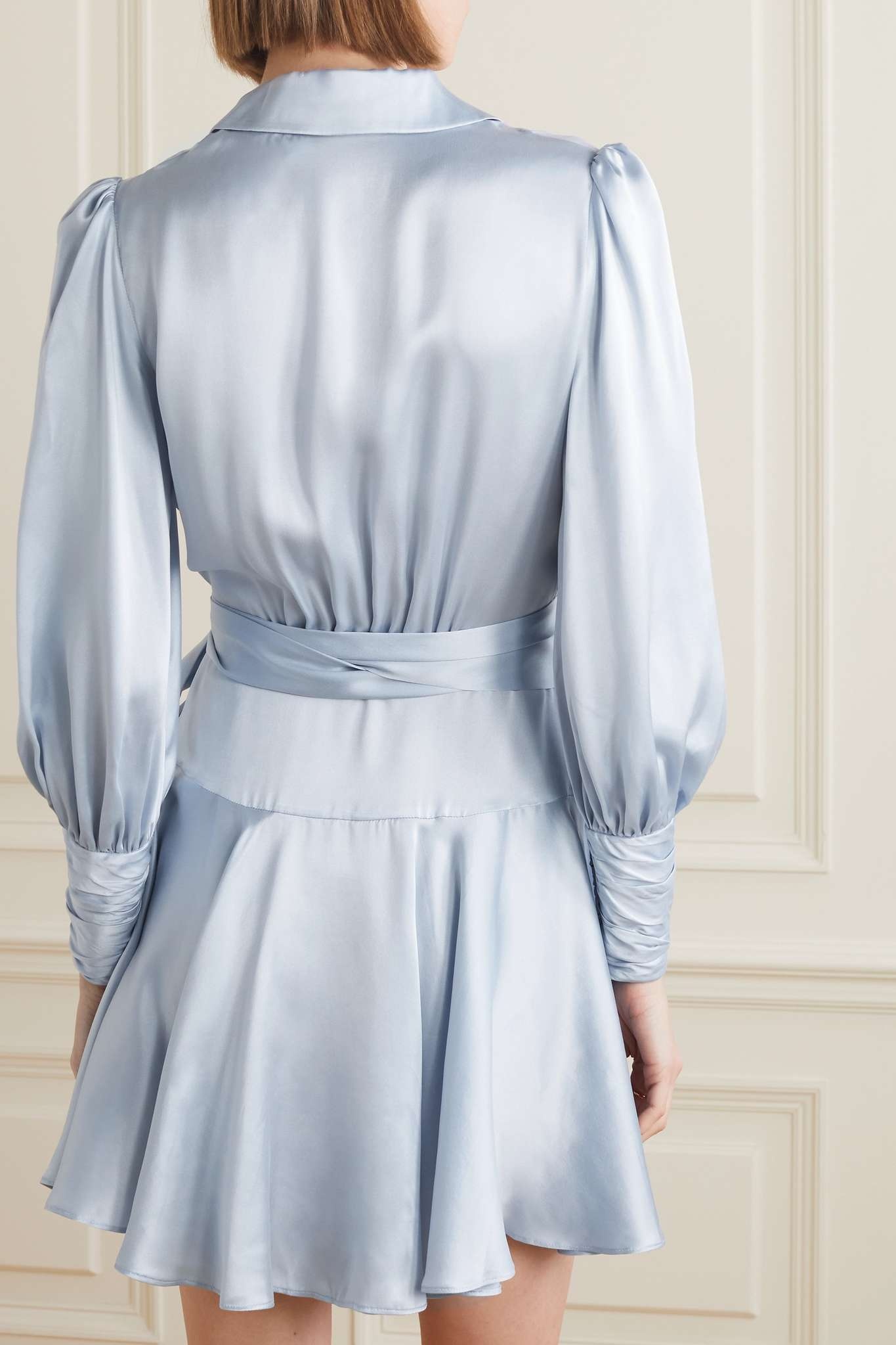 Zimmermann Ruffled silk-satin mini wrap dress | REVERSIBLE