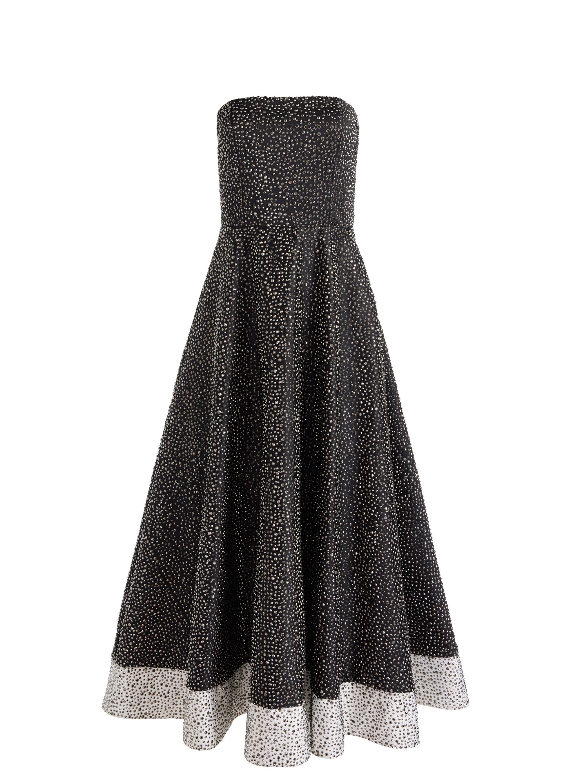 Alice + Olivia BIJOU CRYSTAL STRAPLESS MIDI GOWN | REVERSIBLE