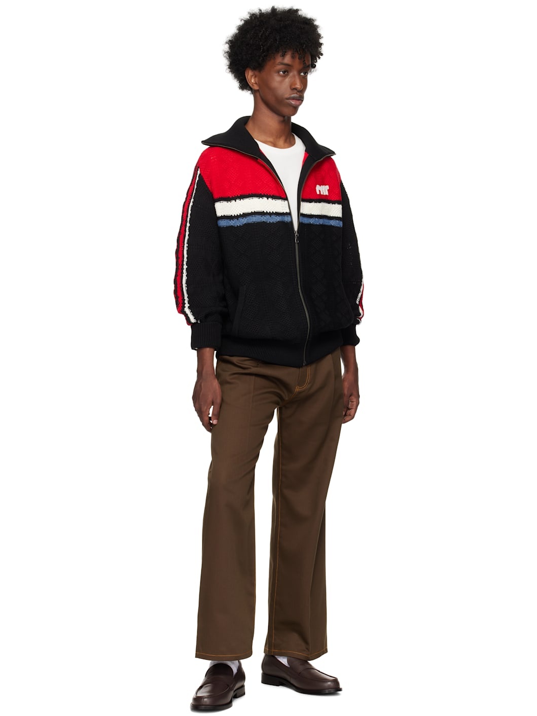 RICE NINE TEN Black Knitting Track Jacket | REVERSIBLE