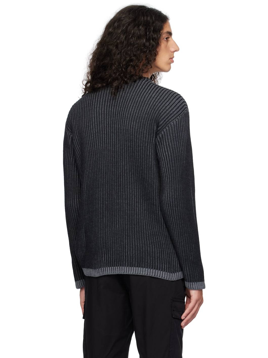 Stone Island Gray 532C1 Vanisé Full Rib RWS Wool Sweater | REVERSIBLE