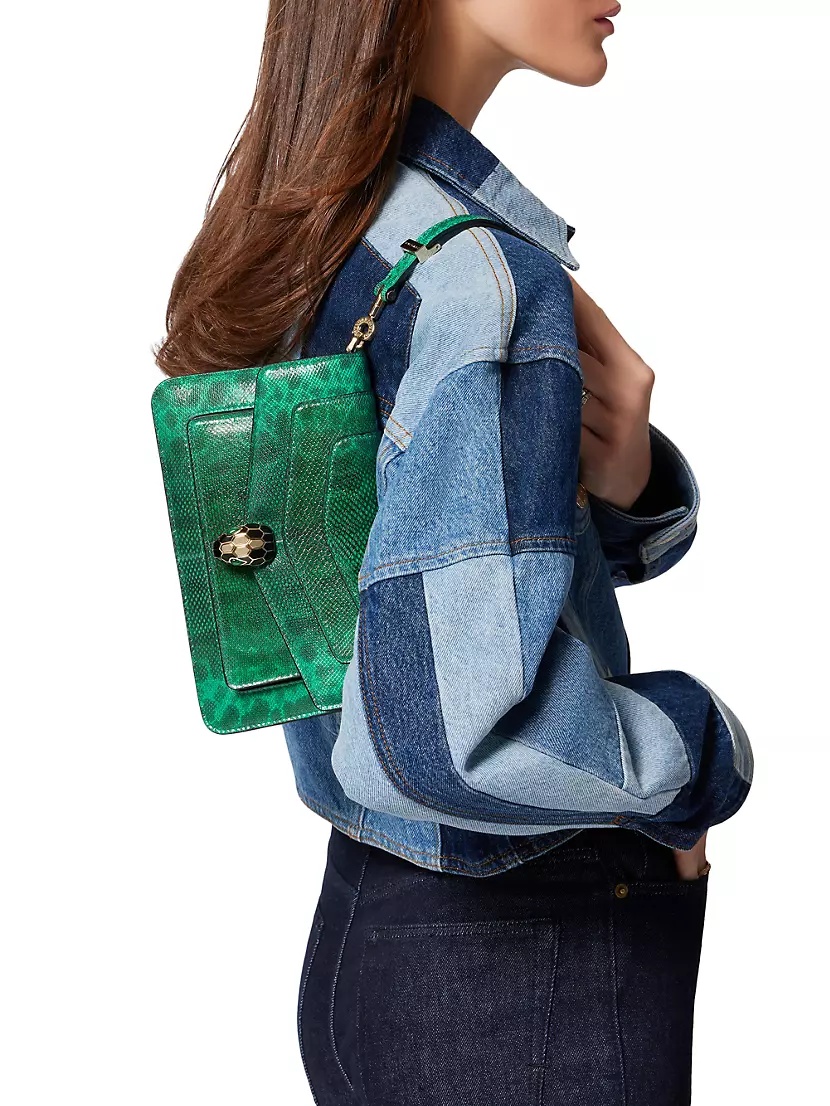 BVLGARI Serpenti Forever Snakeskin Shoulder Bag | REVERSIBLE