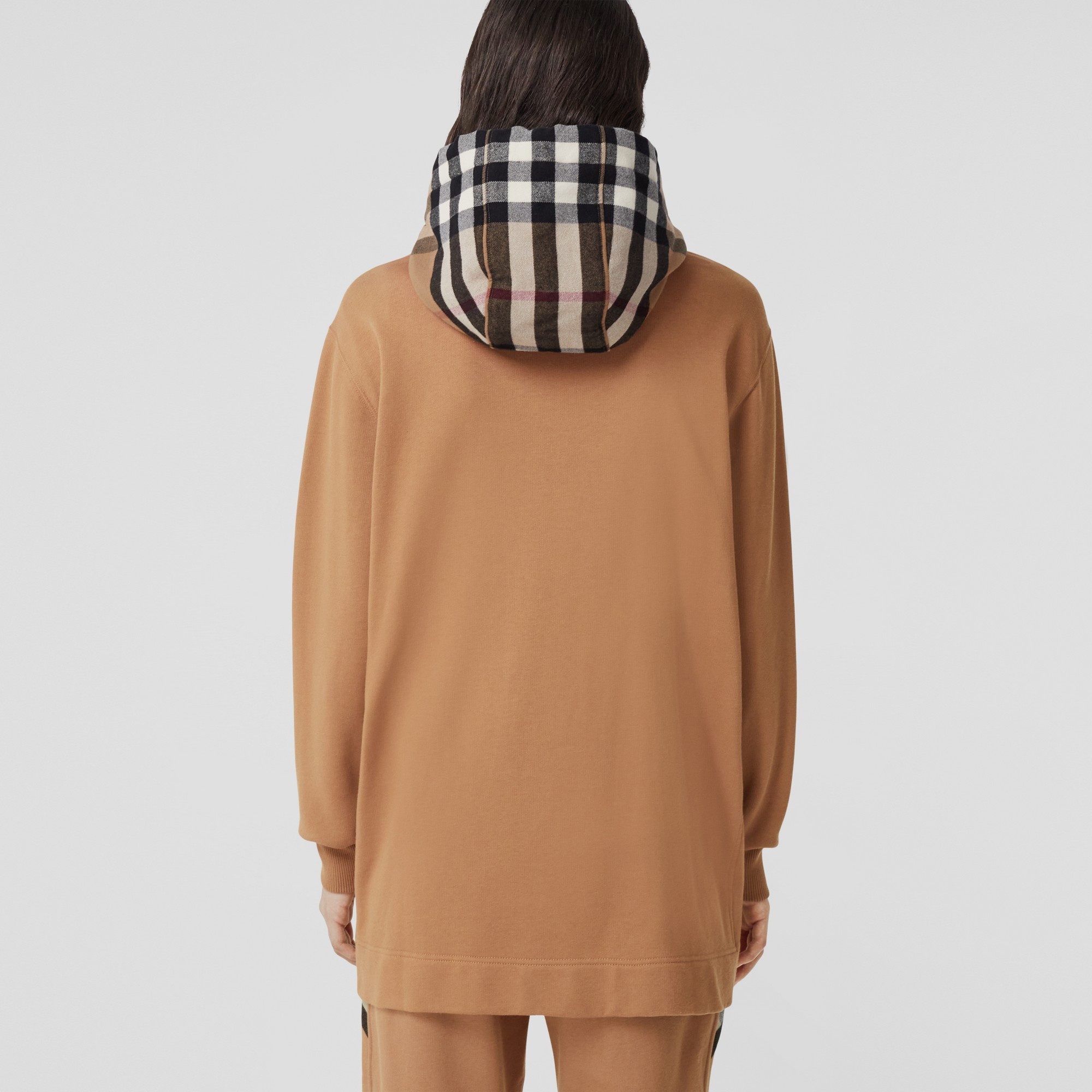 Burberry Check Hood Cotton Oversized Hooded Top | REVERSIBLE