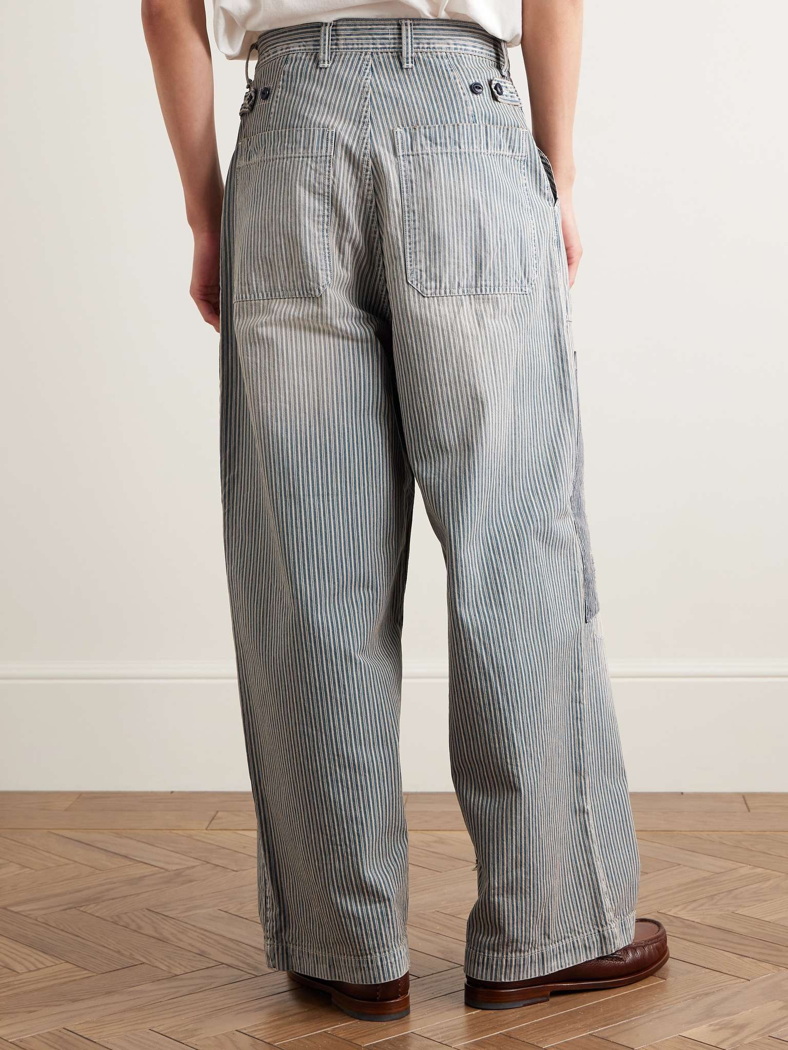 Kapital Liberty Fatigue Wide-Leg Distressed Striped Jeans | REVERSIBLE