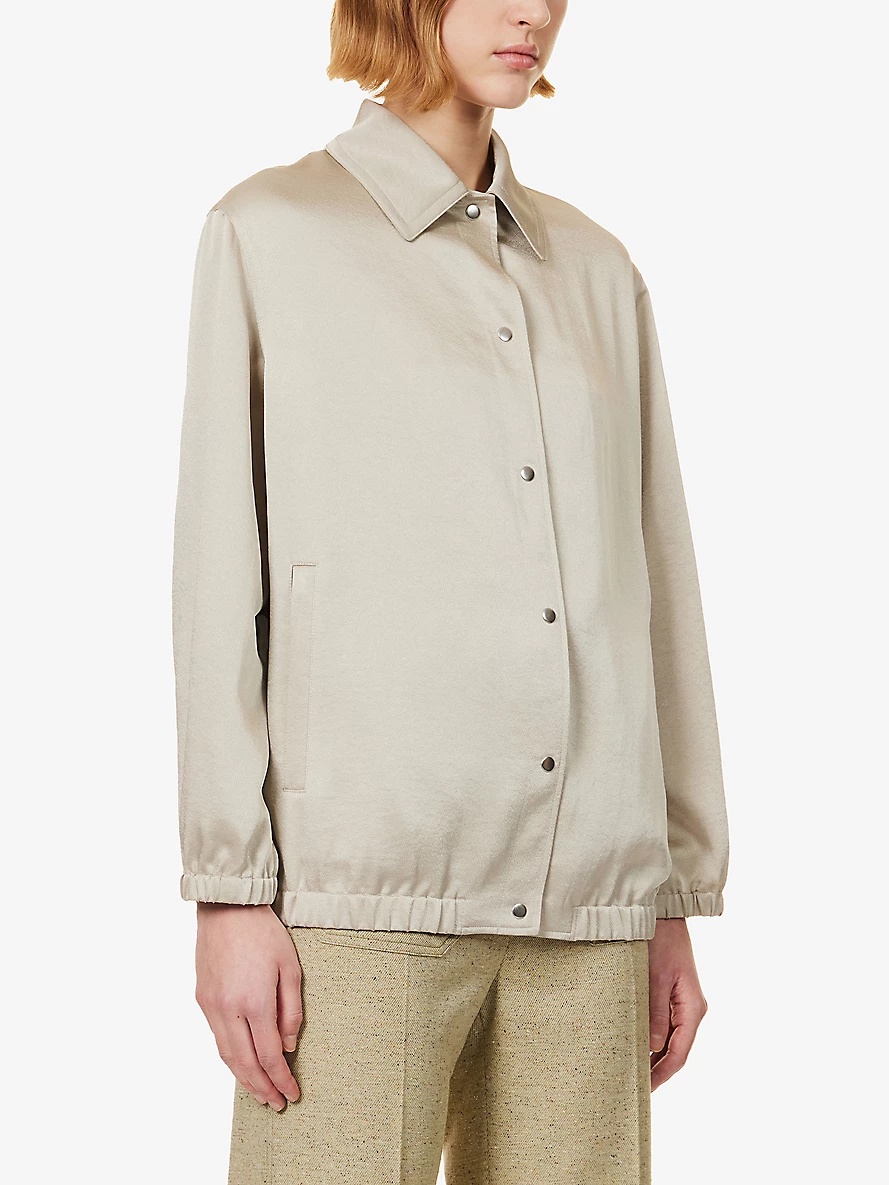 Vince Elasticated-hem regular-fit satin jacket | REVERSIBLE