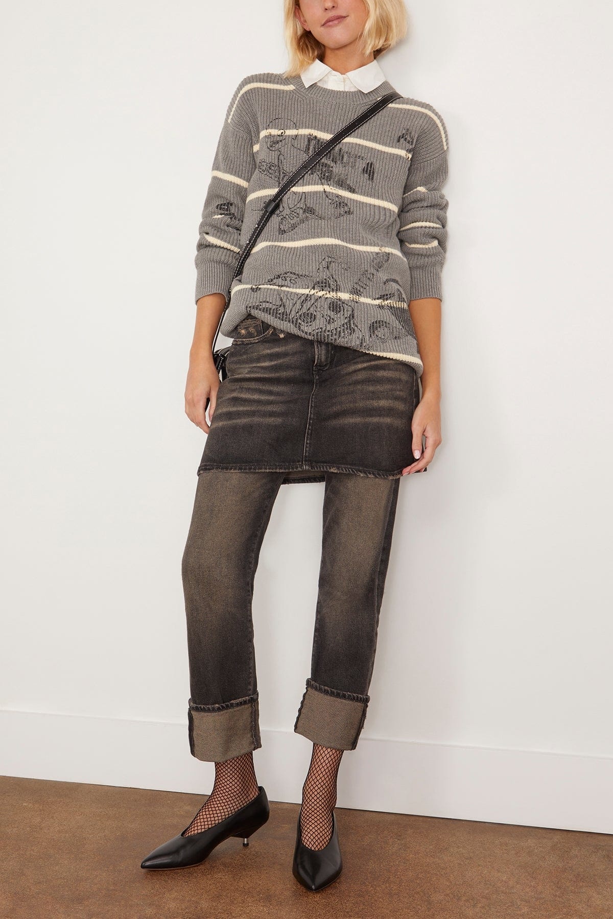 R13 Romeo Double Classic Jean in Abbey Black | REVERSIBLE