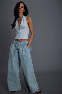 FREE PEOPLE Ramona Denim Halter Top - OB2517752 | REVERSIBLE
