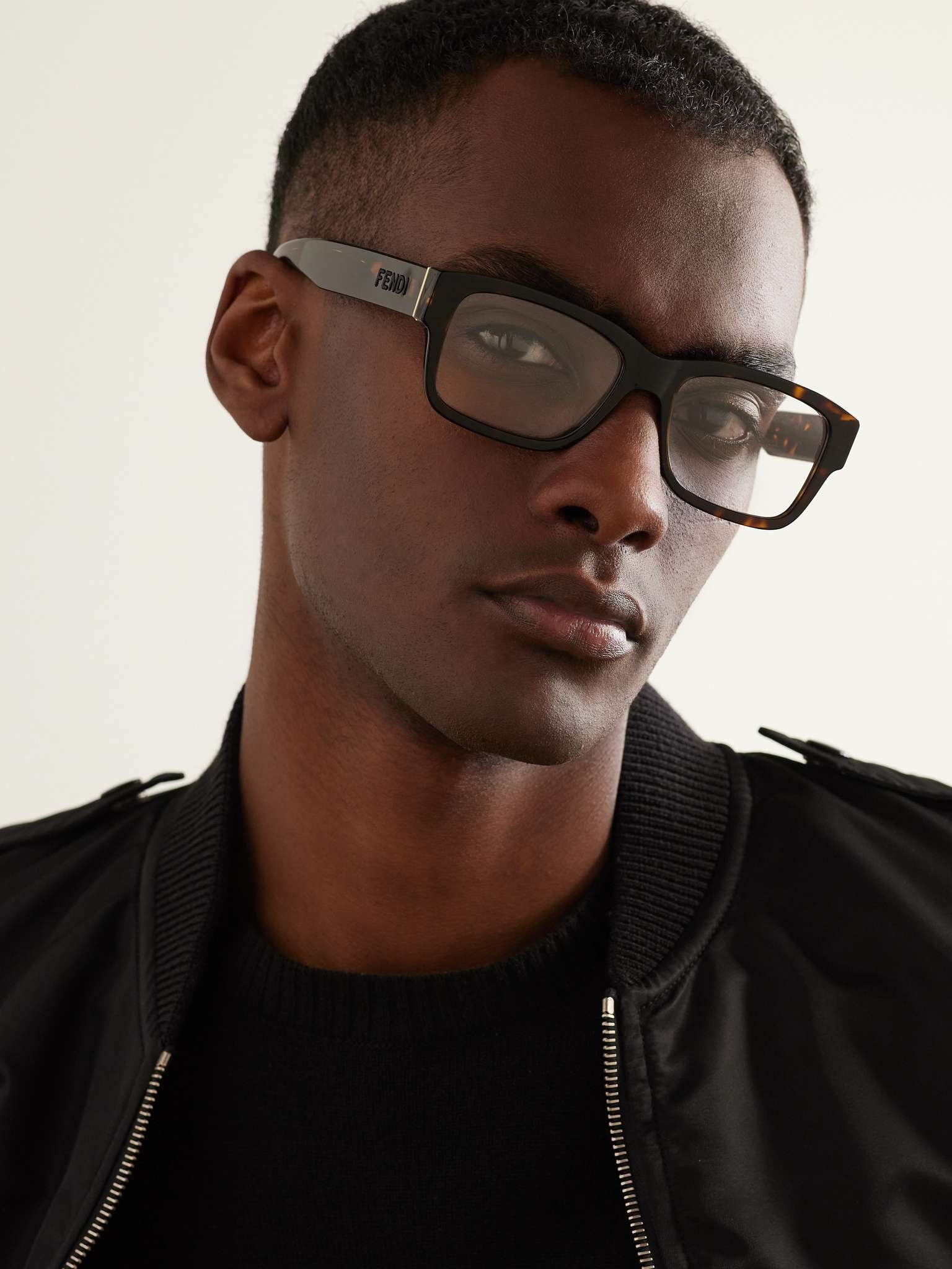 FENDI Signature Rectangular-Frame Tortoishell Acetate Optical Glasses ...