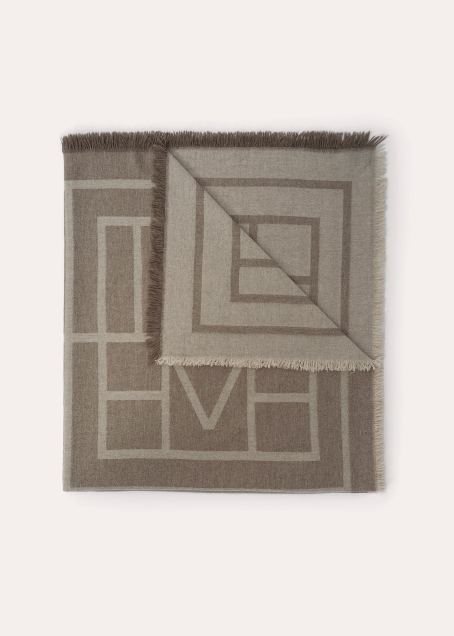 Totême Monogram wool cashmere scarf tobacco | REVERSIBLE