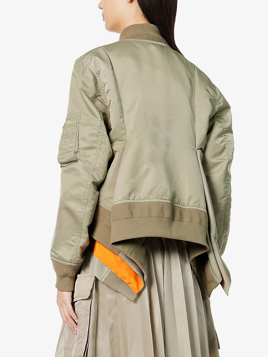 sacai Slanted-hem boxy-fit shell bomber jacket | REVERSIBLE