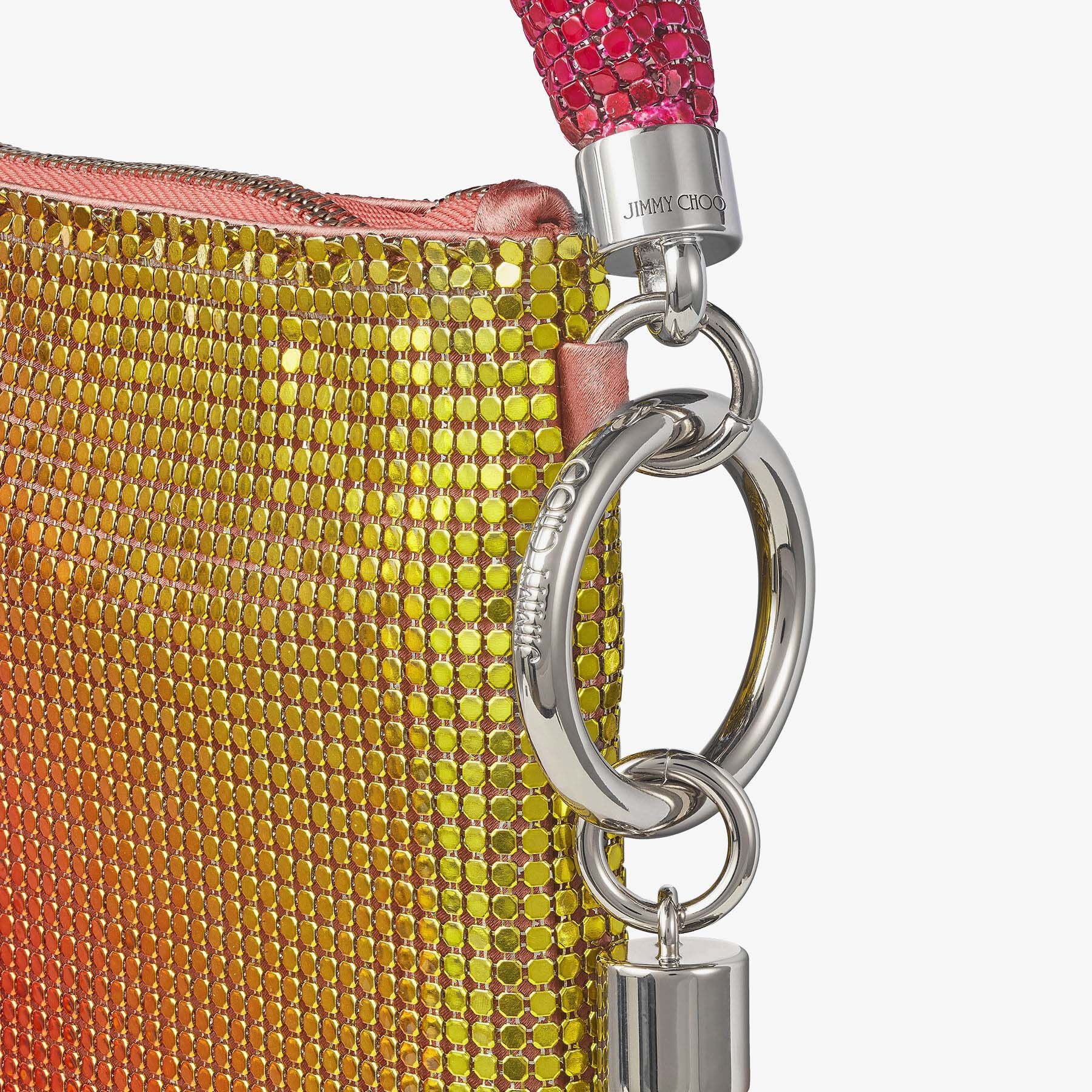 JIMMY CHOO Callie Shoulder Berry Red and Amber Orange Metal Mesh ...