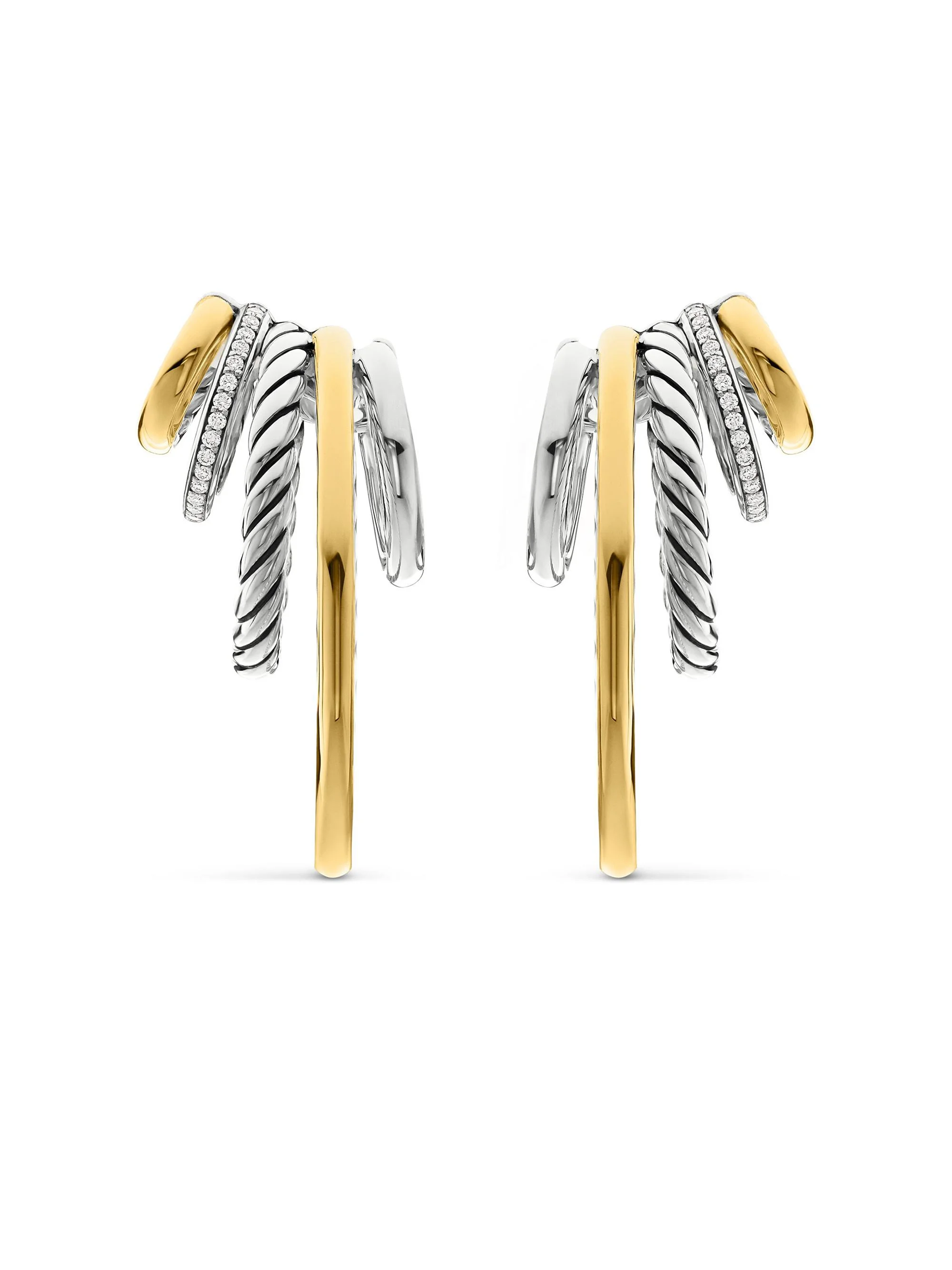 DAVID YURMAN DY Mercer™ Multi Hoop Earrings in Sterling Silver with 18K ...