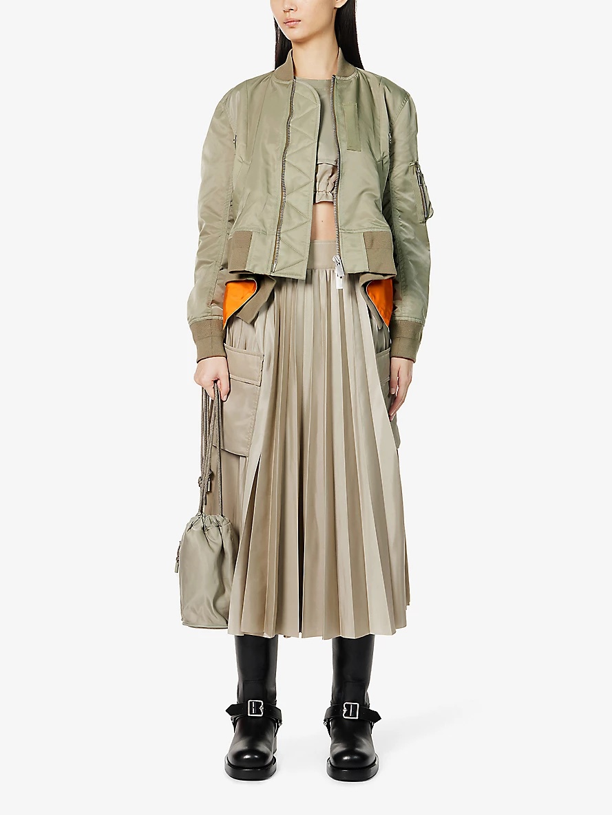 sacai Slanted-hem boxy-fit shell bomber jacket | REVERSIBLE