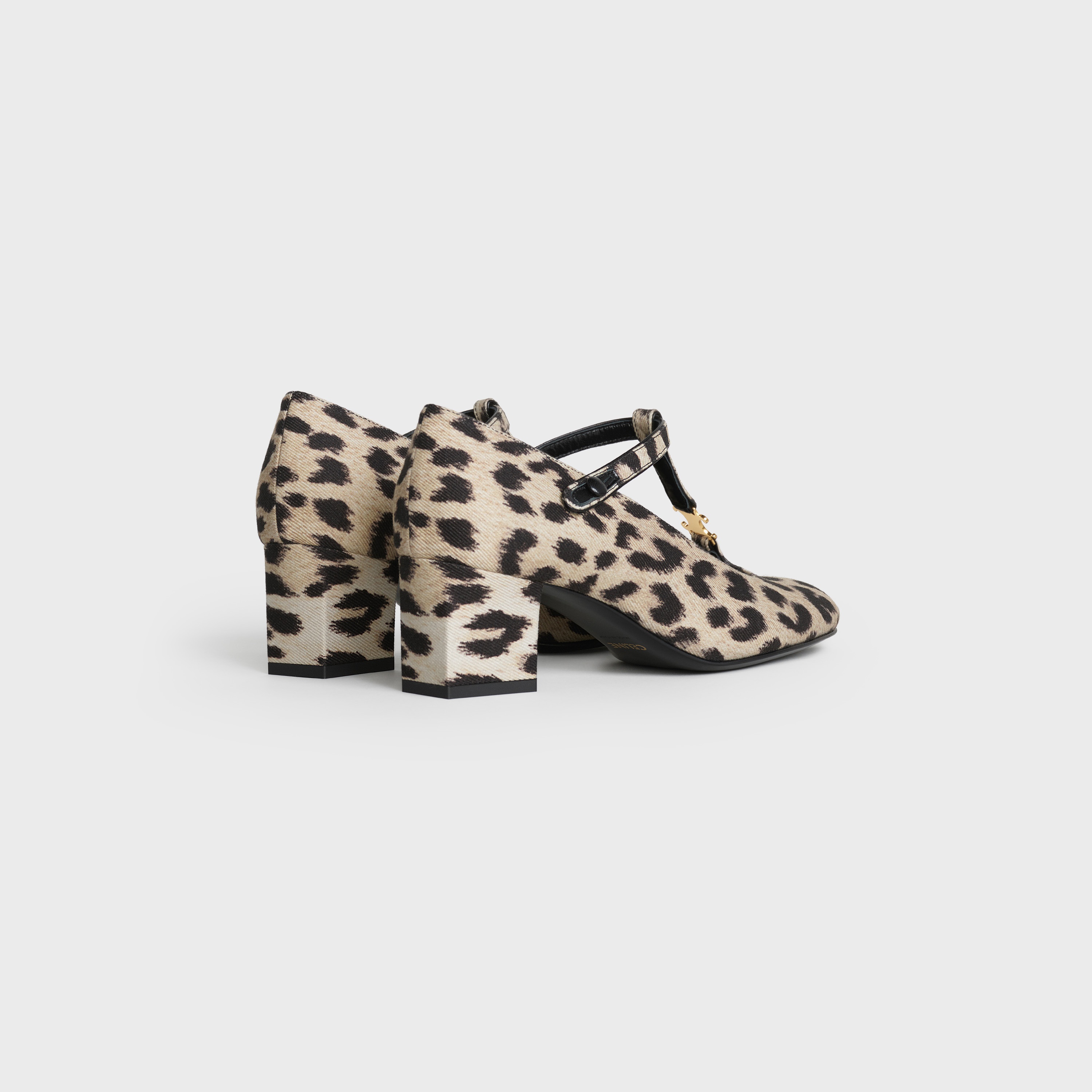 CELINE CELINE BABIES T-BAR PUMP IN LEOPARD PRINTED FABRIC AND KIDSKIN ...