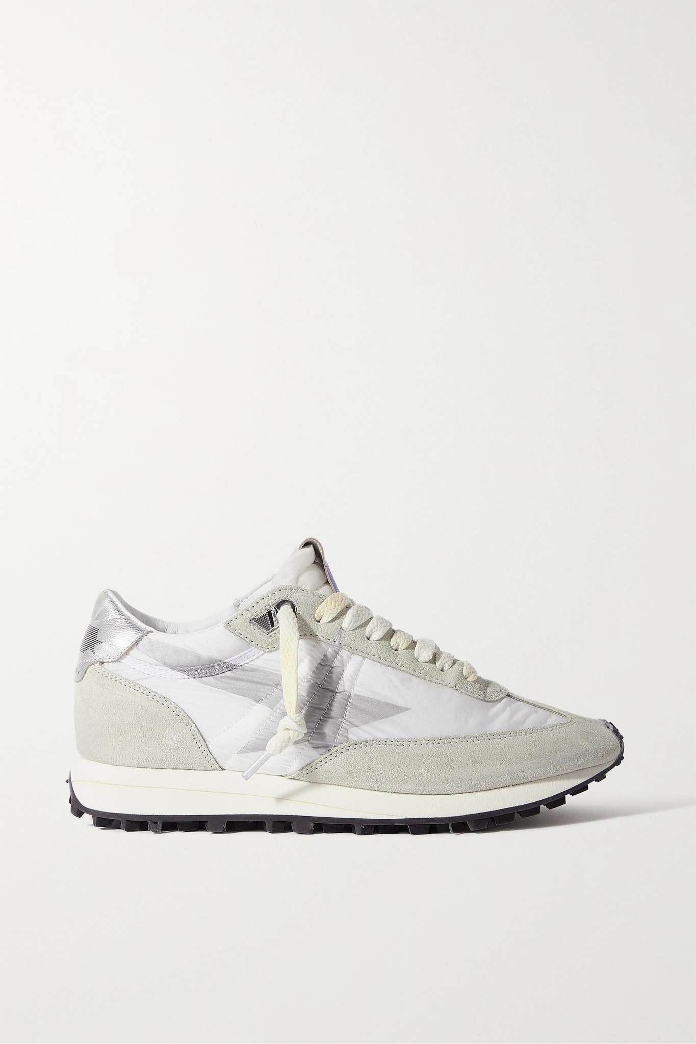 Golden Goose Running Marathon distressed leather-trimmed shell and ...