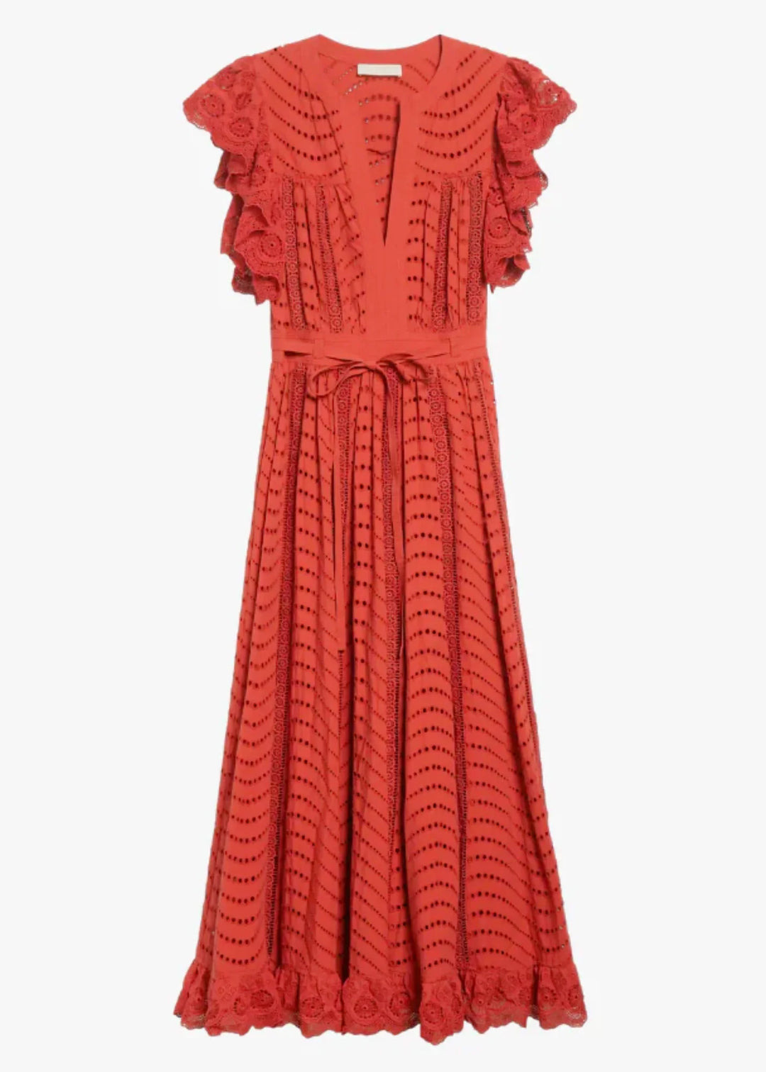 ULLA JOHNSON Olga Flutter Sleeve Midi Dress | REVERSIBLE