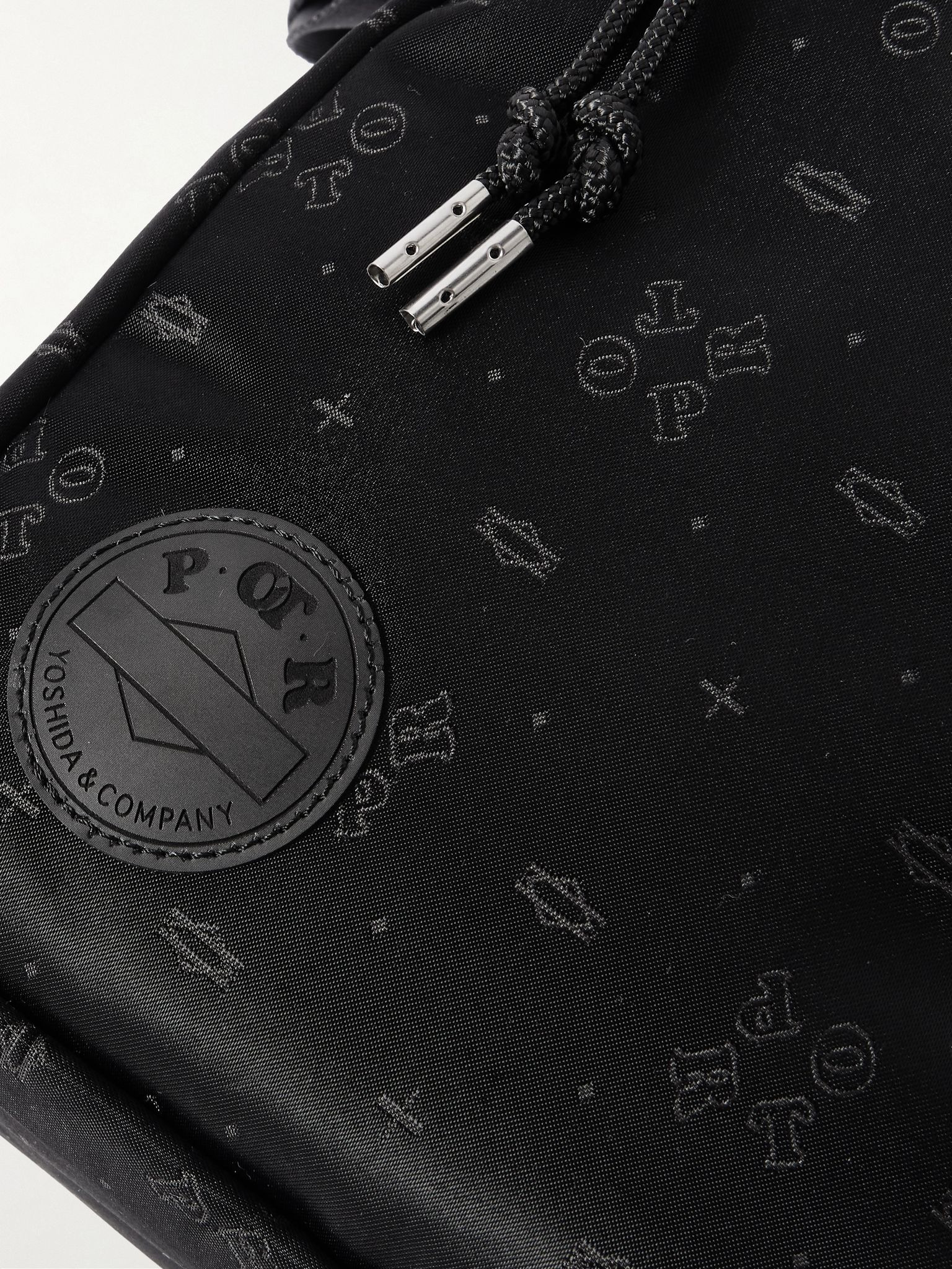 PORTER POTR Logo-Appliquéd Nylon-Jacquard Messenger Bag Black | REVERSIBLE