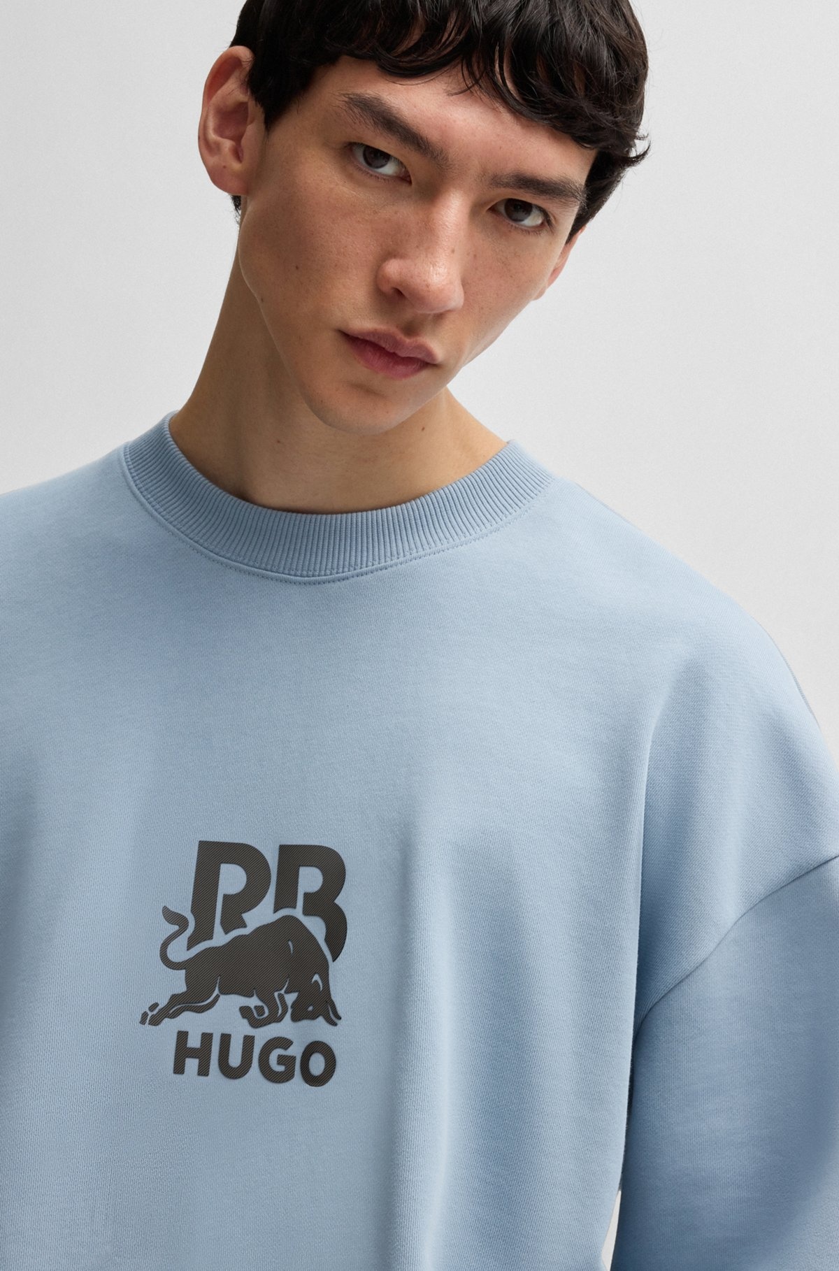 HUGO HUGO X RB COTTON-TERRY SWEATSHIRT WITH CARBON STEALTH LOGO ...