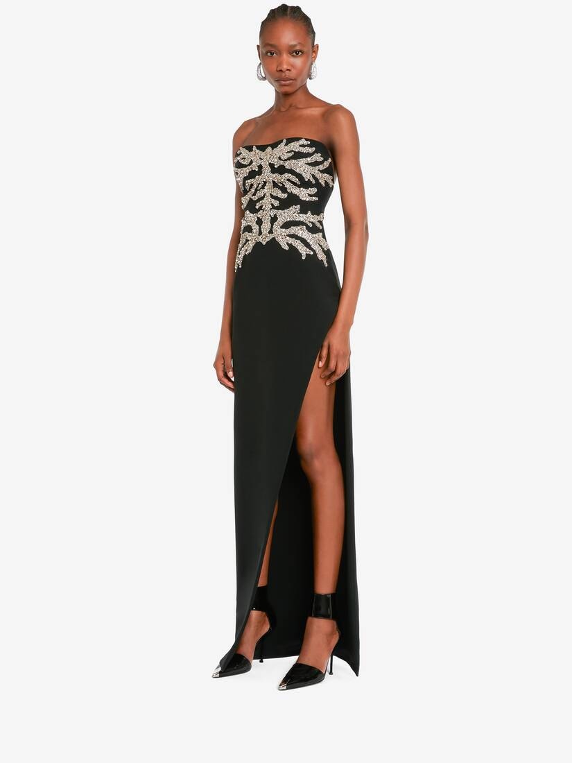 Alexander McQueen Women's Mycelium Embroidery Evening Dress in Black ...