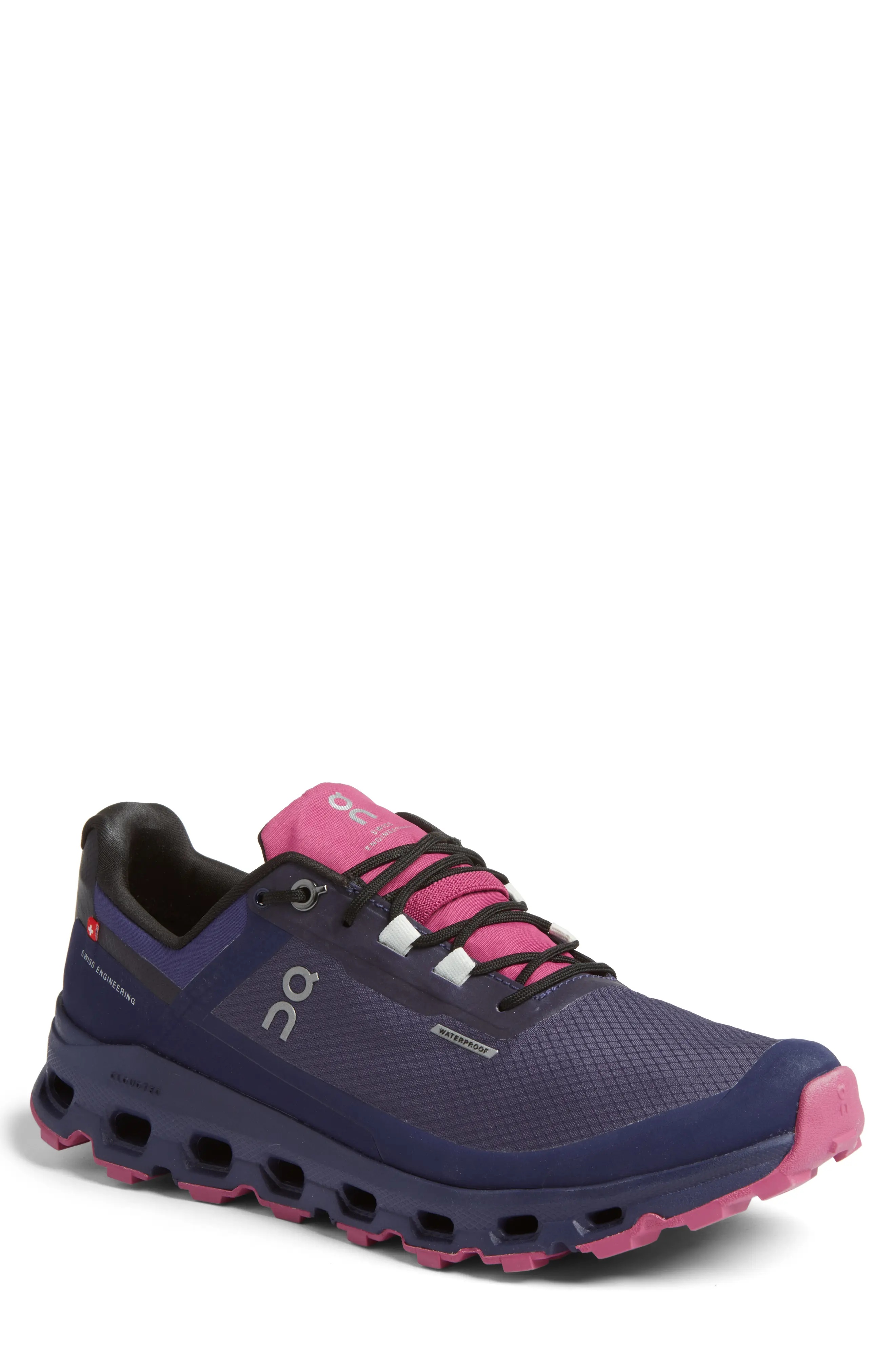 On Cloudvista Waterproof Trail Running Shoe in Flint/Acai | REVERSIBLE