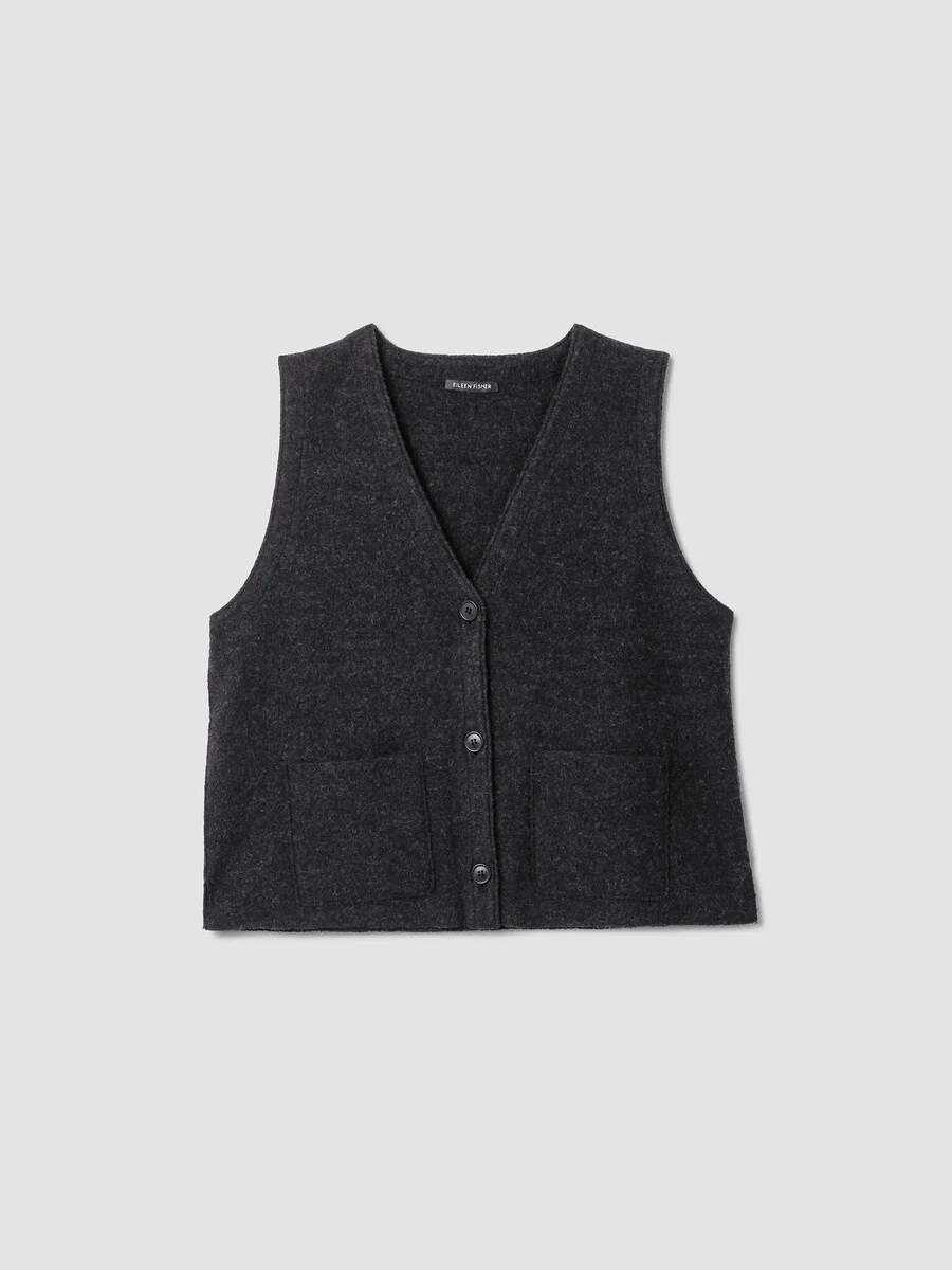 EILEEN FISHER Lightweight Boiled Wool Vest in Regenerative Wool | REVERSIBLE