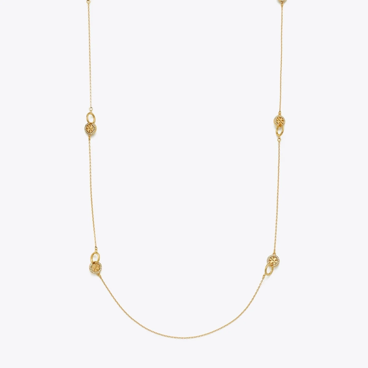 TORY BURCH Long Icon Pavé Interlocking Necklace - 180876 | REVERSIBLE