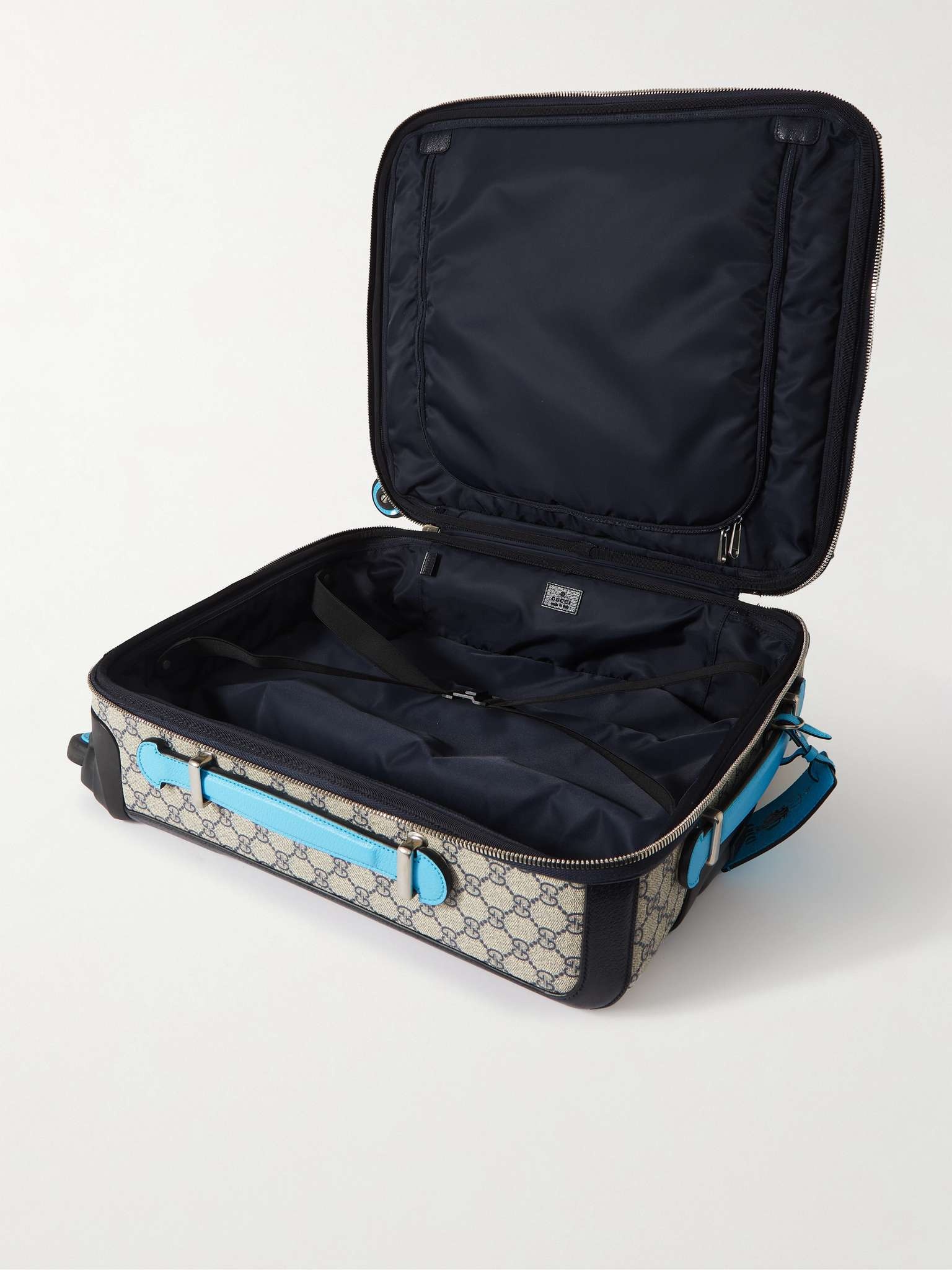 GUCCI Savoy Leather-Trimmed Striped Monogrammed Coated-Canvas Trolley ...